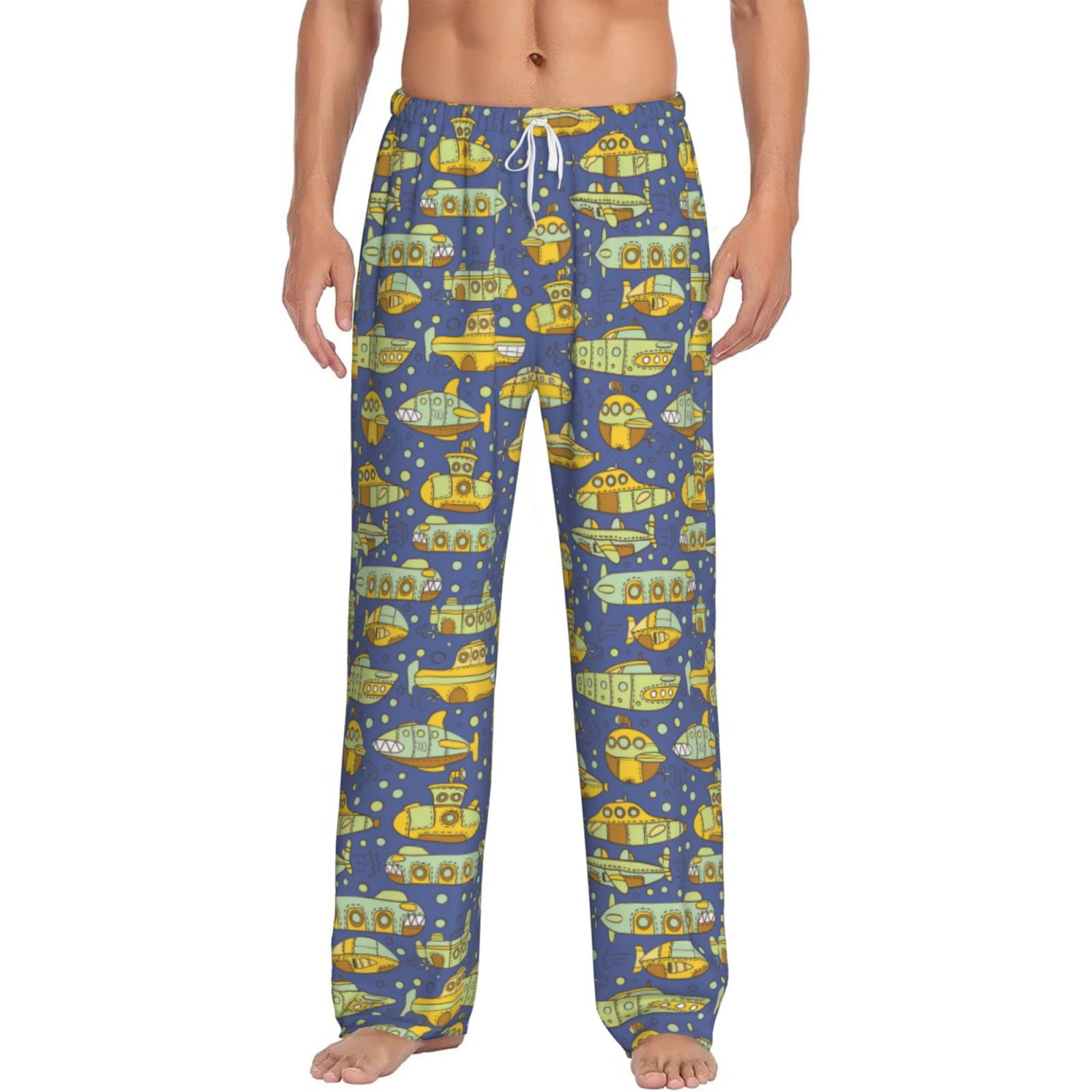 Cauagu Cartoon Submarines Mens Pajama Pants Sleep & Lounge Pants,PJ Bottoms with Pockets-Small ...