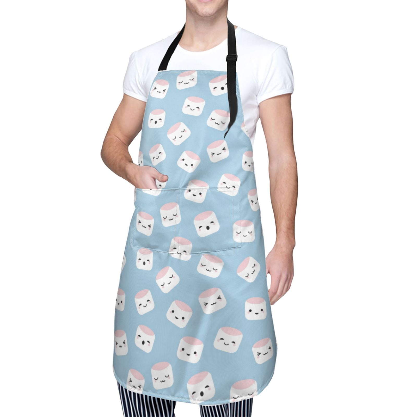 Cauagu Cartoon Sushi Aprons with Pockets,Waterproof Apron for Women ...