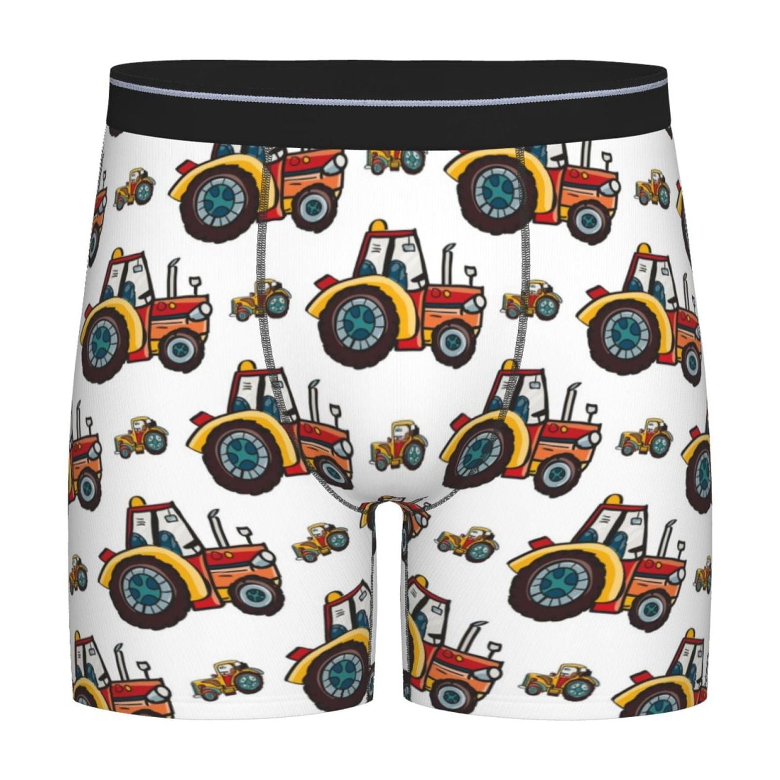 Cauagu Cartoon Tractor Print Men's Boxer Briefs, Funny & Cute Underwear ...