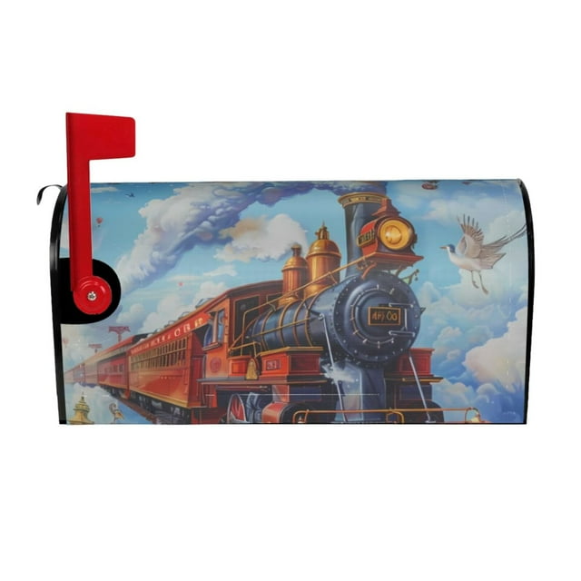 Cauagu Cartoon Train Hot Air Balloon Pattern Magnetic Mailbox Covers ...