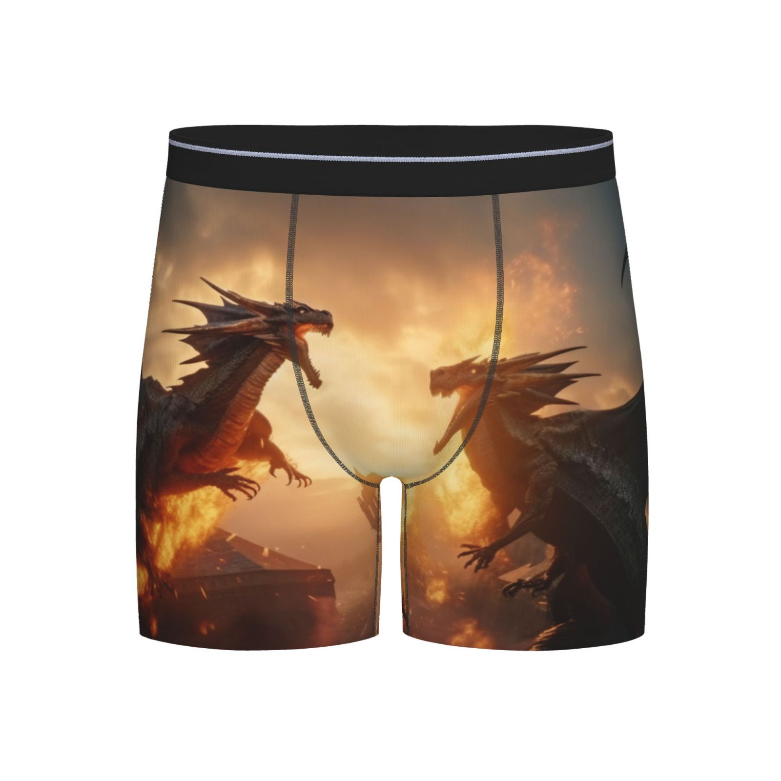 Cauagu Castle Cool Fire Dragon Print Men's Boxer Briefs, Funny & Cute ...