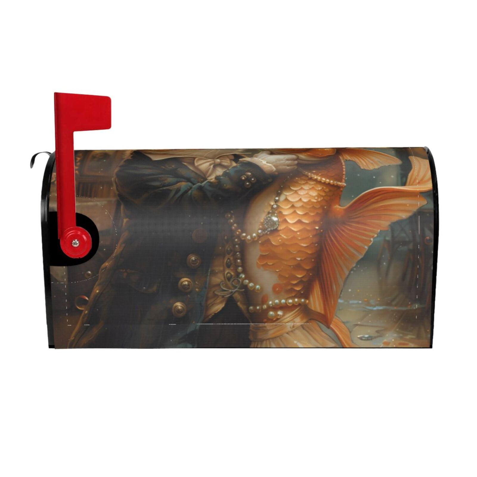 Cauagu Cat Fish Dance Vintage Pattern Magnetic Mailbox Covers, Mailbox ...