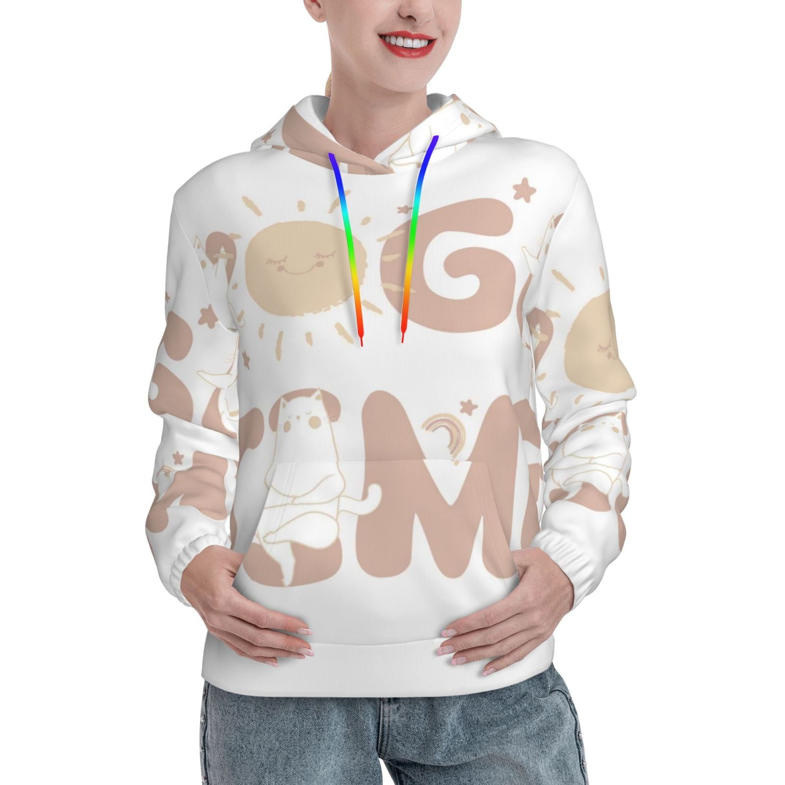 Cauagu Cat Yoga Time for Women's Hooded Sweatshirts Pullover Hoodie for Women Fall Workout Sweat ...