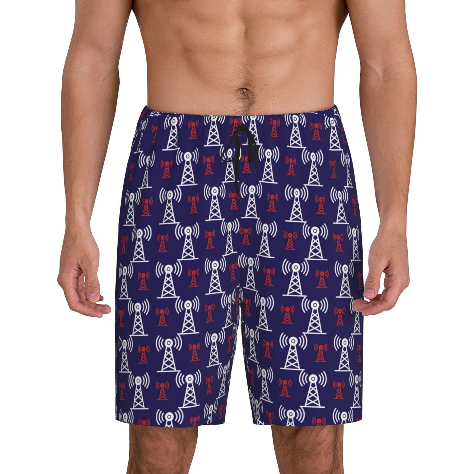 Cauagu Cell Tower Print Pajama Bottoms for Men Sleep Pajama Shorts ...
