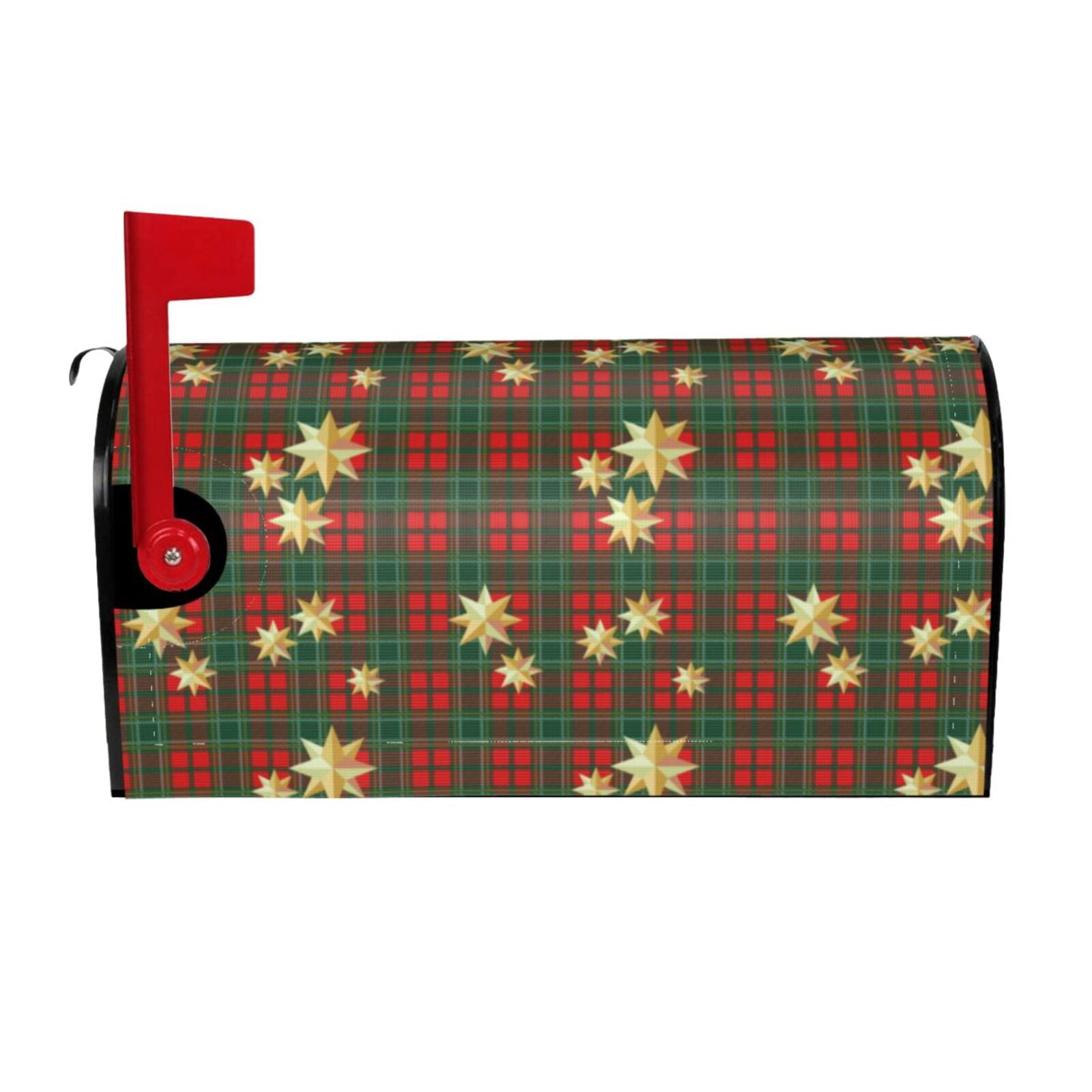 Cauagu Checkered With Golden Stars Pattern Magnetic Mailbox Covers ...