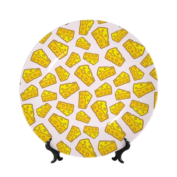 Cauagu Cheese Print Bone China Decorative Plate, Wall Mount Plate ...