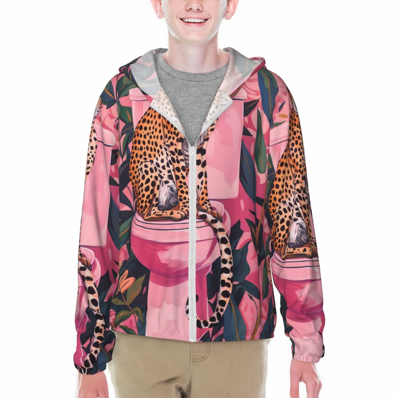 Cauagu Cheetah On Toilet Humor Art Print Sun Protection Jacket for Teen ...