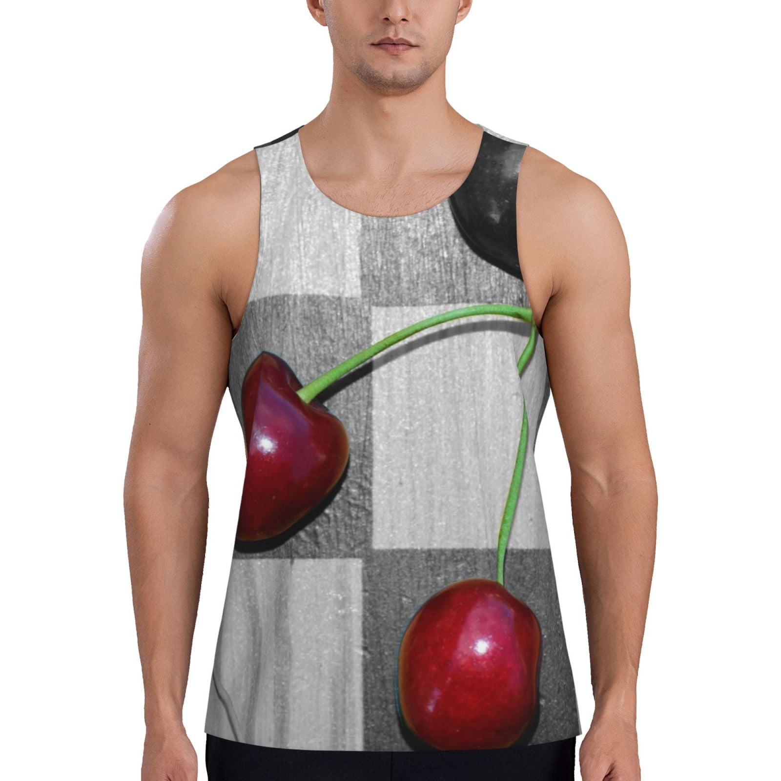 Cauagu Cherries laid Print Men's Sleeveless Muscle Shirts,Tank Tops ...