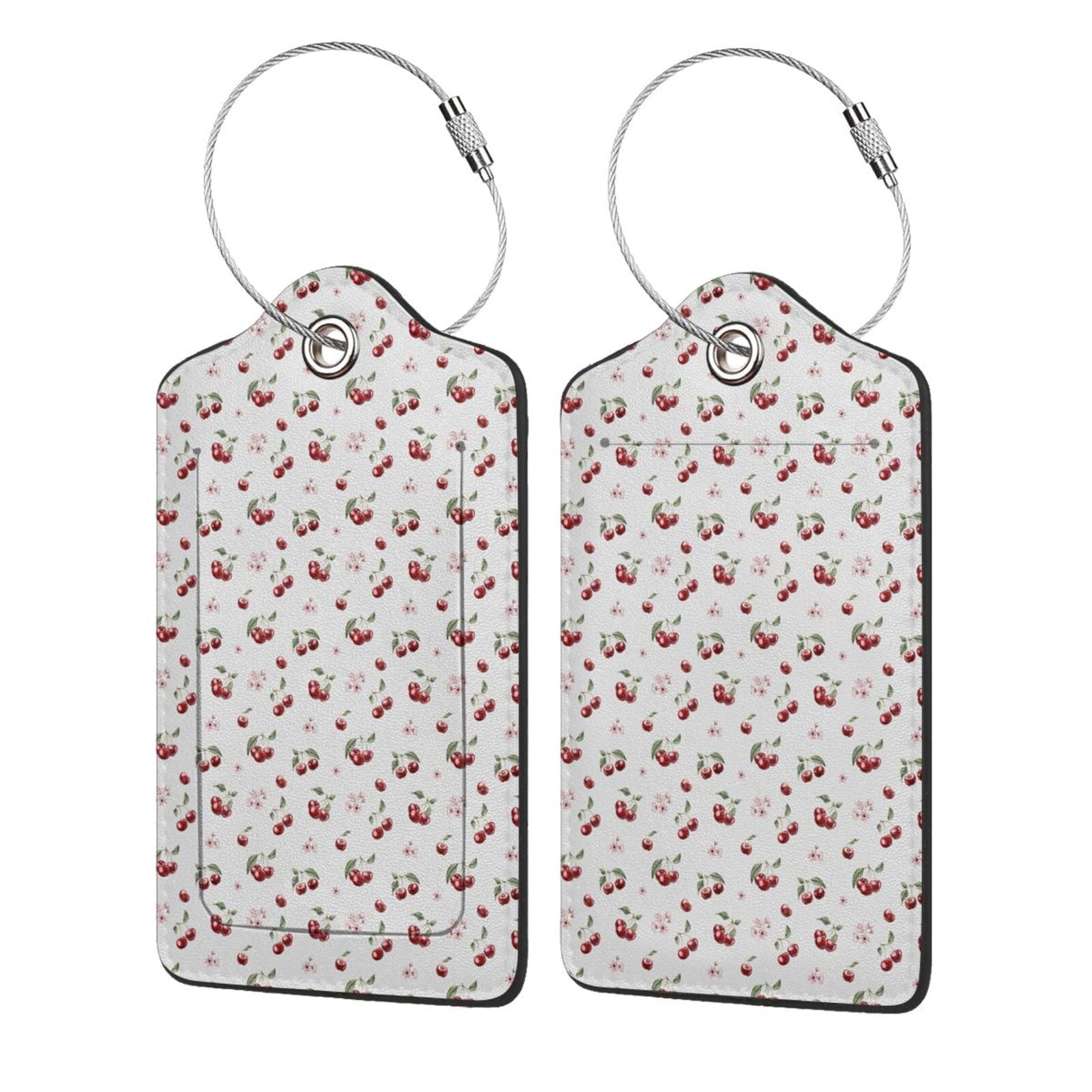Cauagu Cherry Berries Pattern Luggage Tags,Leather Luggage Tags ...