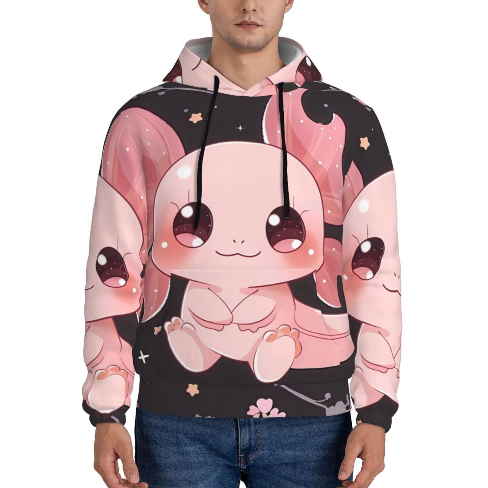 Cauagu Chibi Axolotl Sakura Fantasy for Men's Pullover Hooded ...