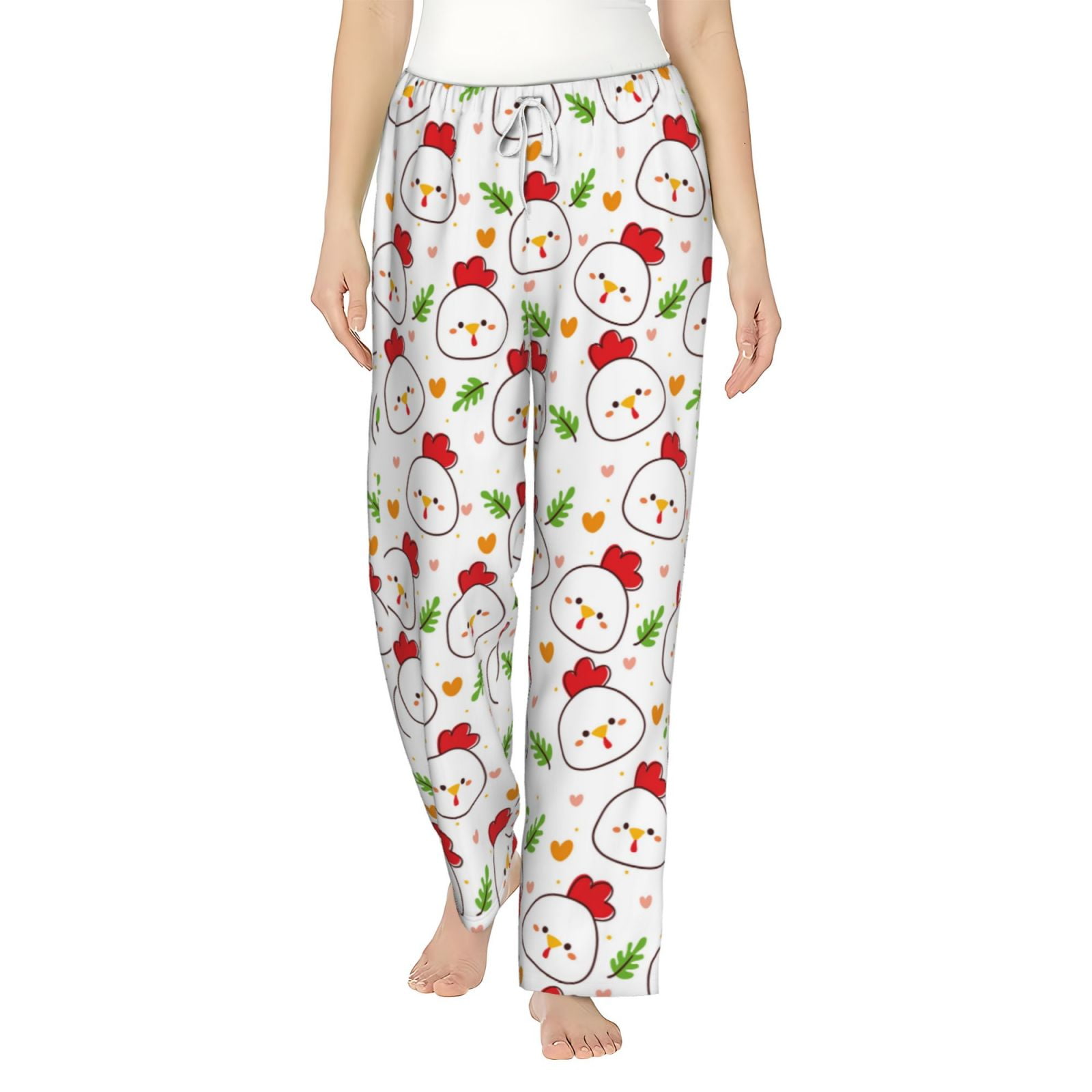 Cauagu Chicken And Plant Pajama Pants for Women Loose Fit Wide Leg ...