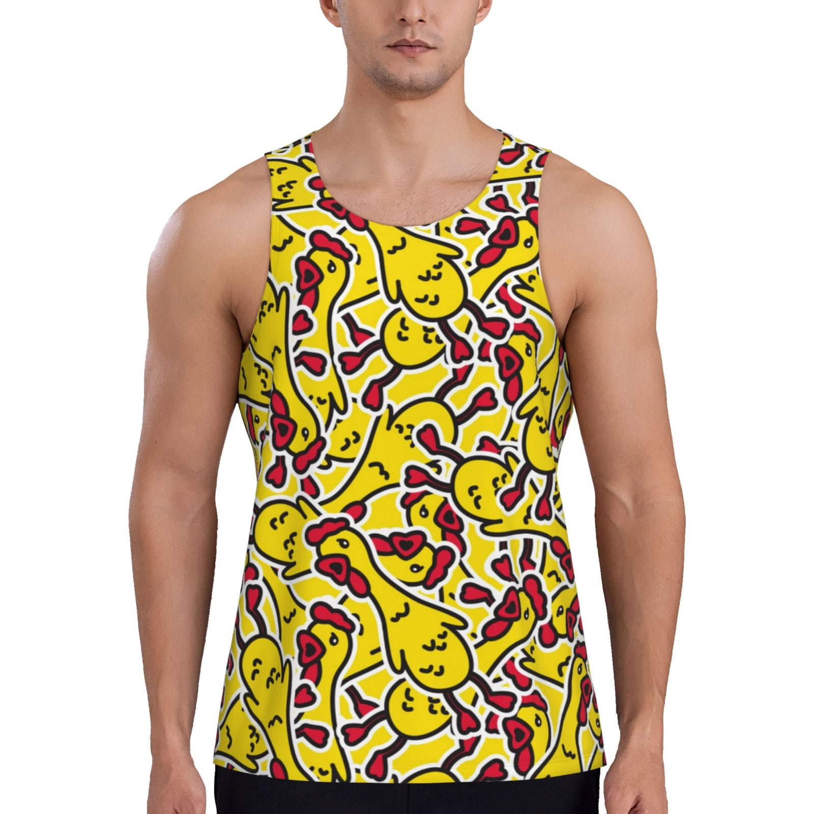 Cauagu Chicken Cartoon Print Men's Sleeveless Muscle Shirts,Tank Tops ...