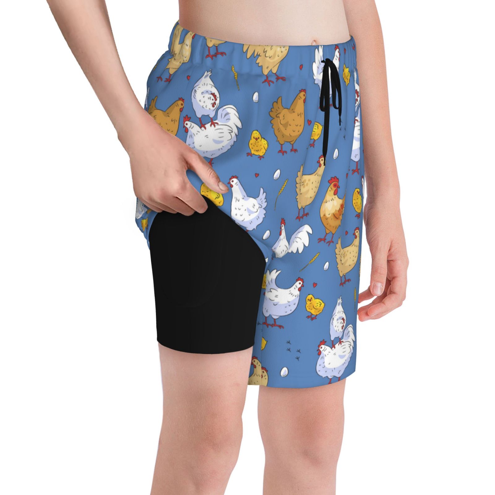 Cauagu Chicken Family Print Swim Trunks for Men,Youth Boys Swim Shorts ...
