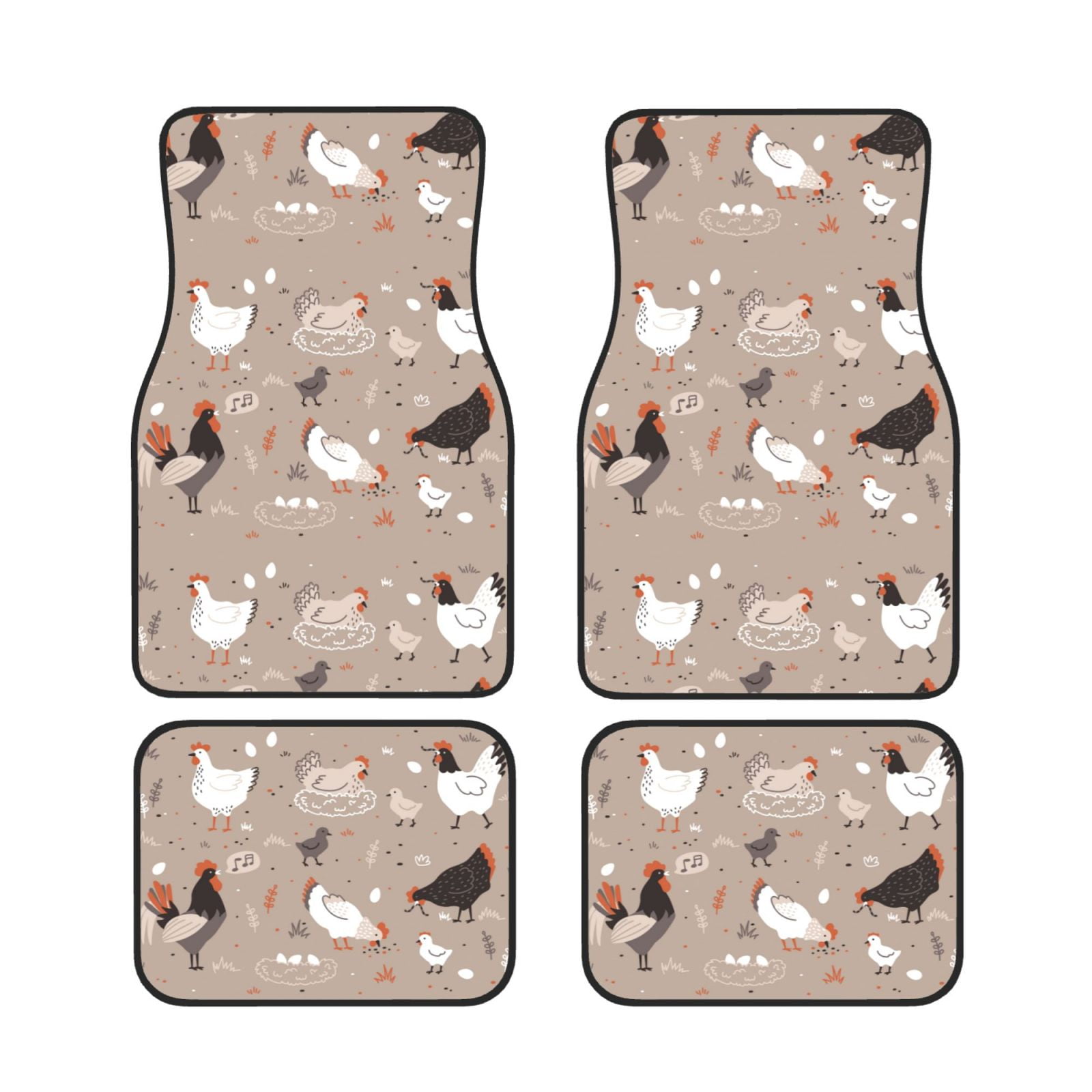 Cauagu Chicken Pattern Car Floor Mat Set of 4,Car Carpet Mats Car Mats ...