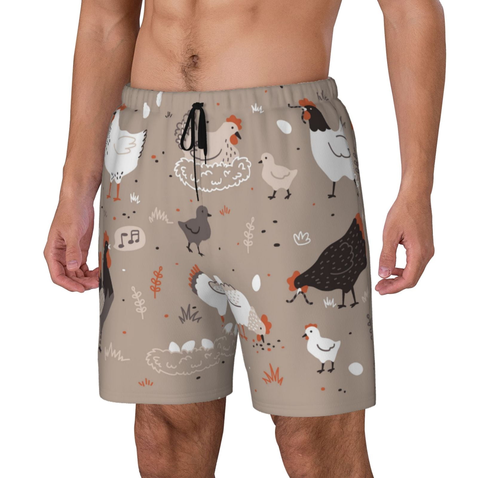 Cauagu Chicken Print Mens Swim Trunks Quick Dry Board Shorts Swim ...