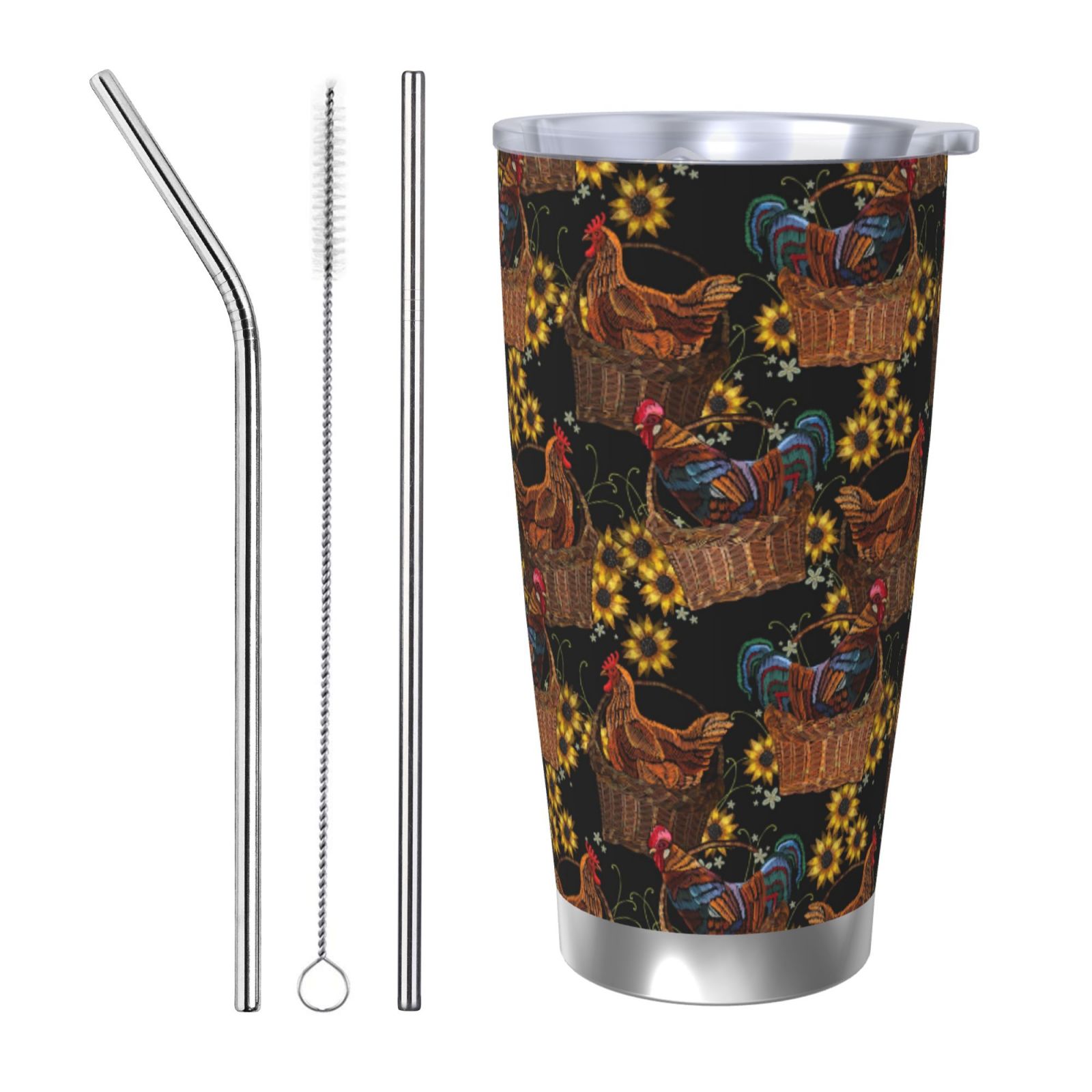 Cauagu Chicken Rooster Pattern 20oz Tumbler,Stainless Steel Vacuum ...
