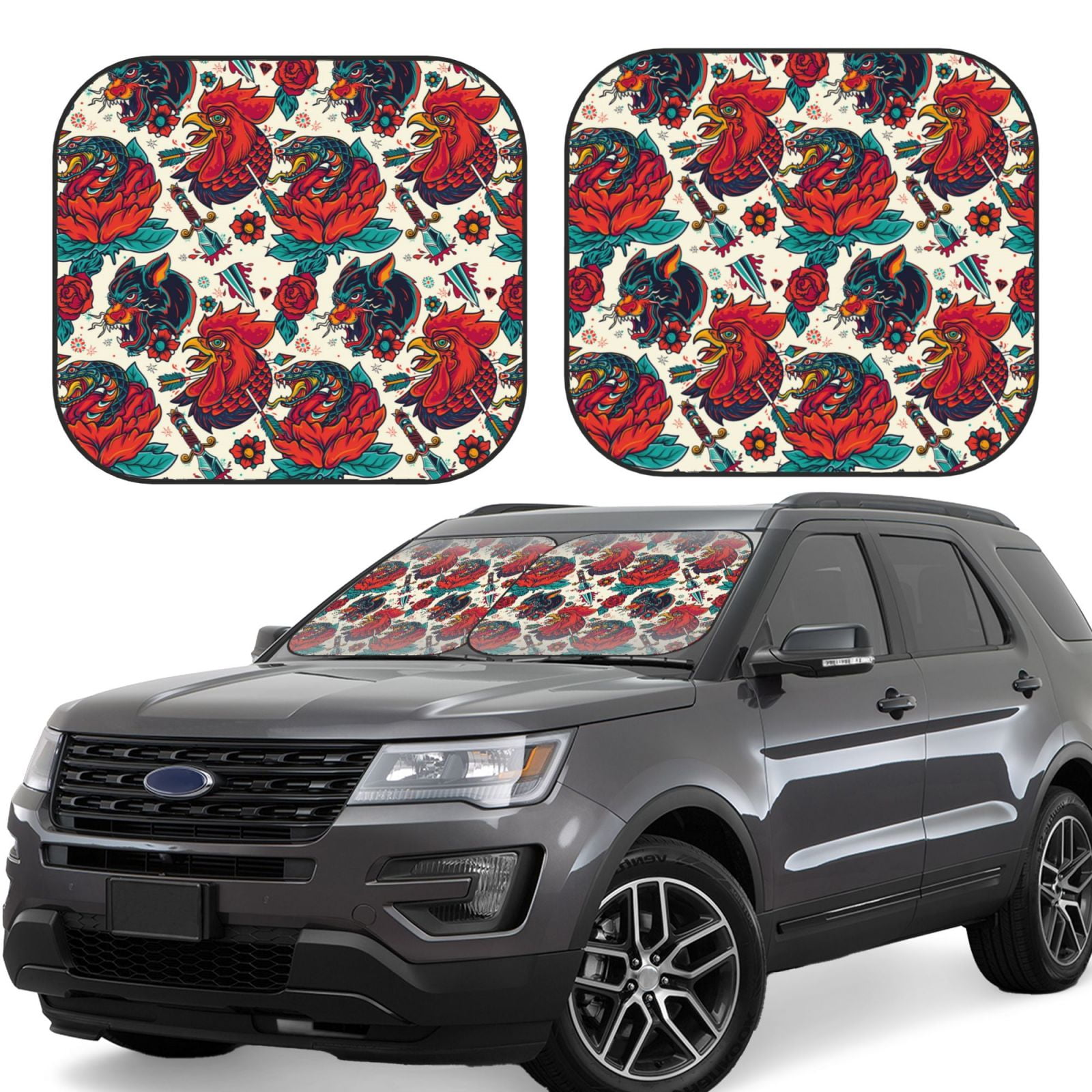 Cauagu Chicken Cauagu {designName} Print Foldable Car Windshield Sun ...