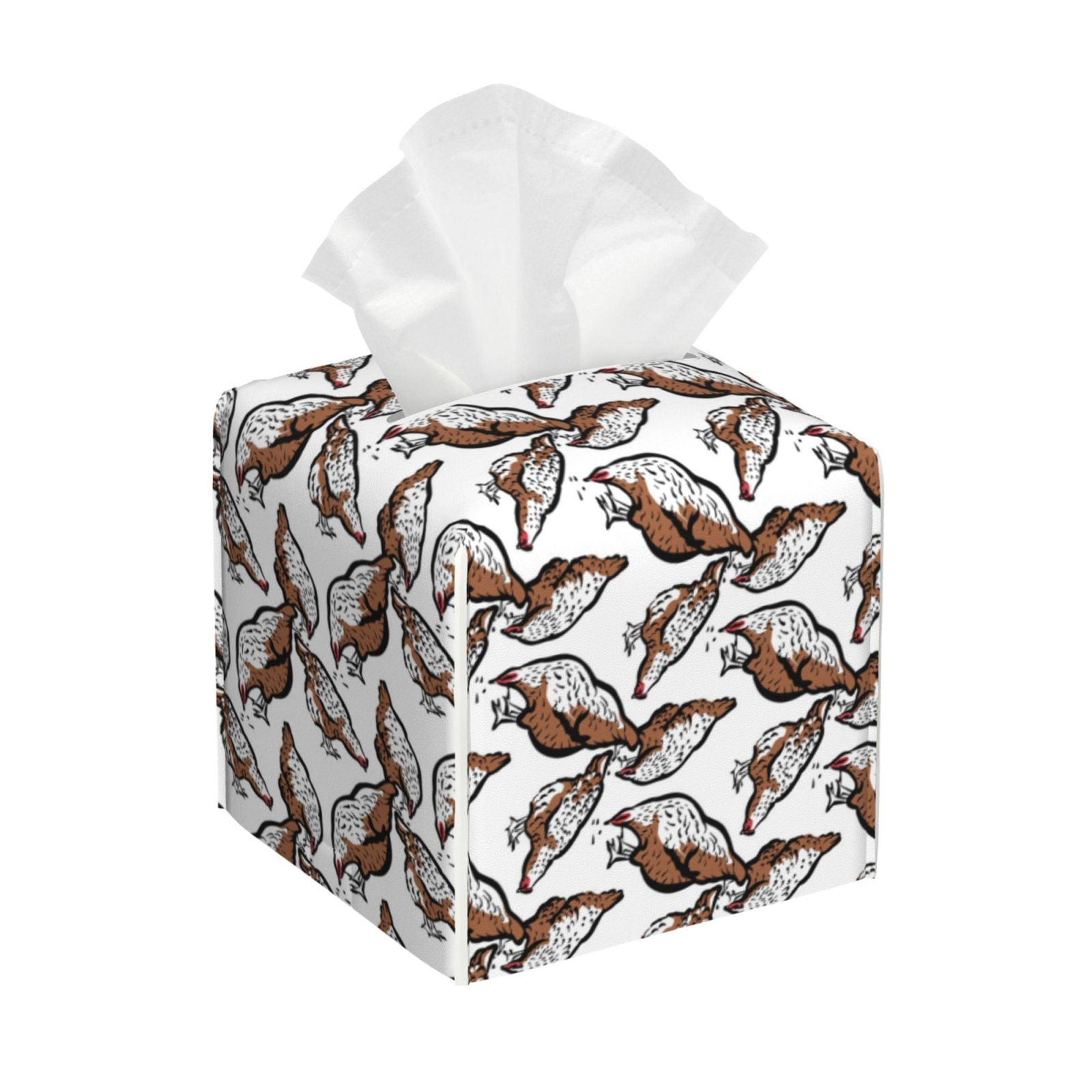 Cauagu Chickens Peck Grain Print Tissue Box Cover,Leather Square Holder ...