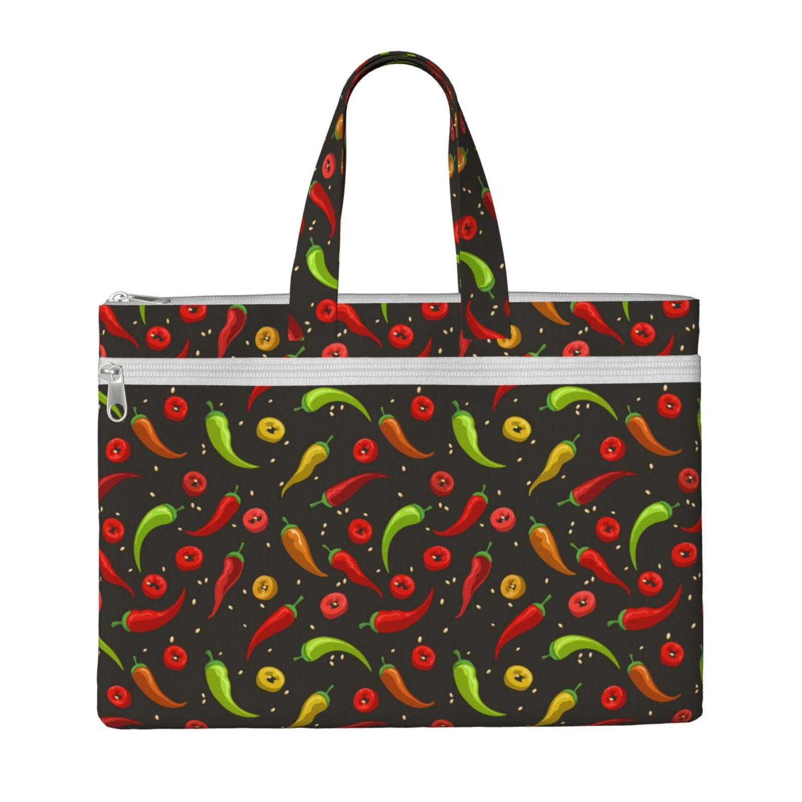 Cauagu Chili2 Pattern Canvas Tote File Bag, Zipper Tote Bag Business ...