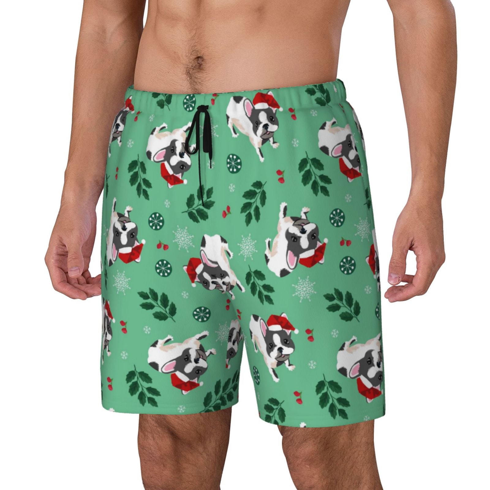 Cauagu Christmas French Bulldog Print Mens Swim Trunks Quick Dry Board ...