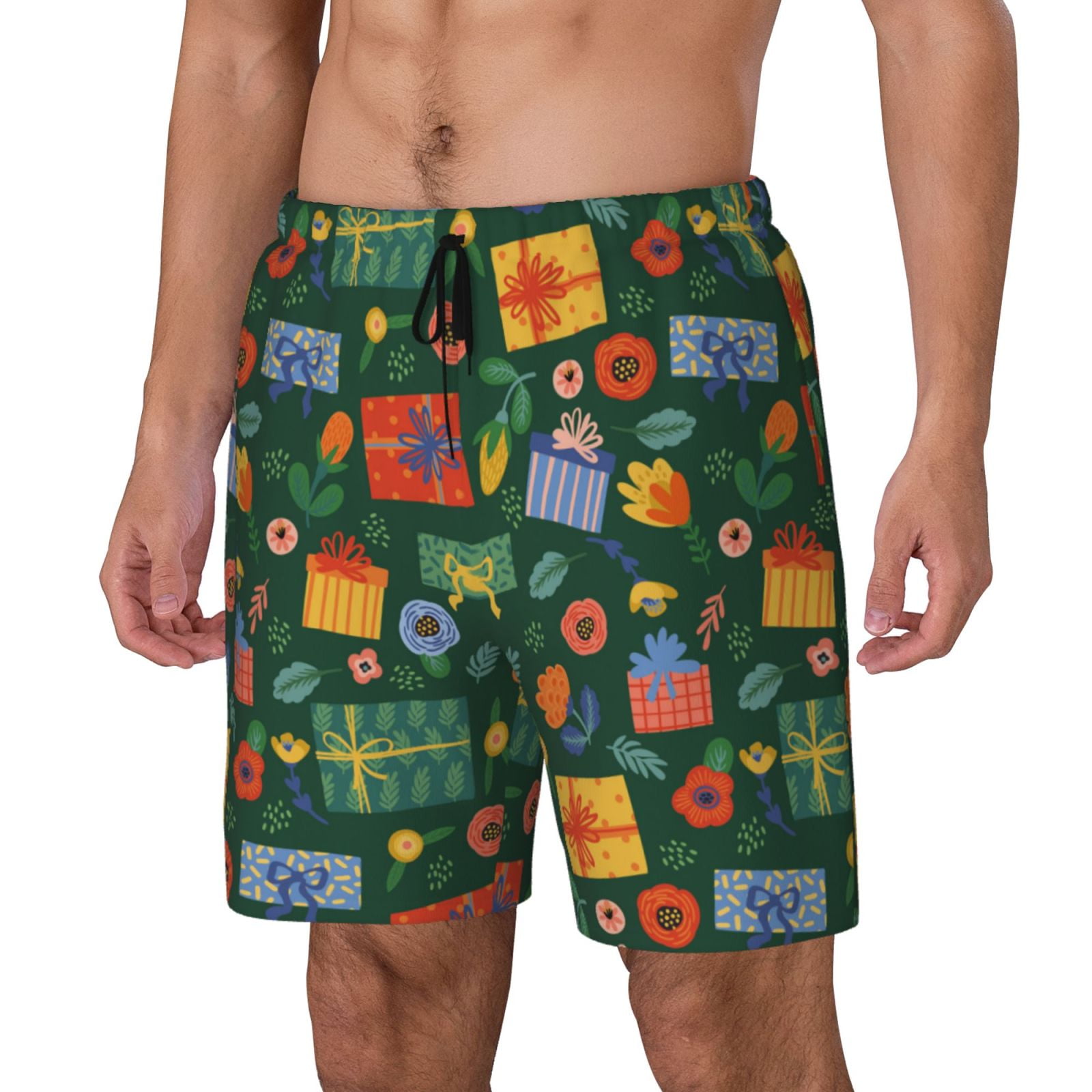 Cauagu Christmas Gift Print Mens Swim Trunks Quick Dry Board Shorts ...
