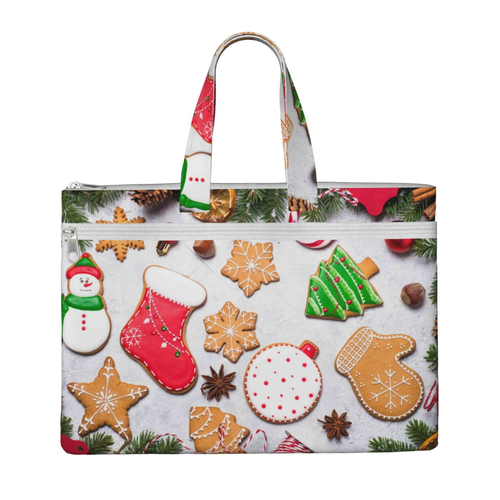 Cauagu Christmas Gingerbread Cookies Pattern Canvas Tote File Bag ...