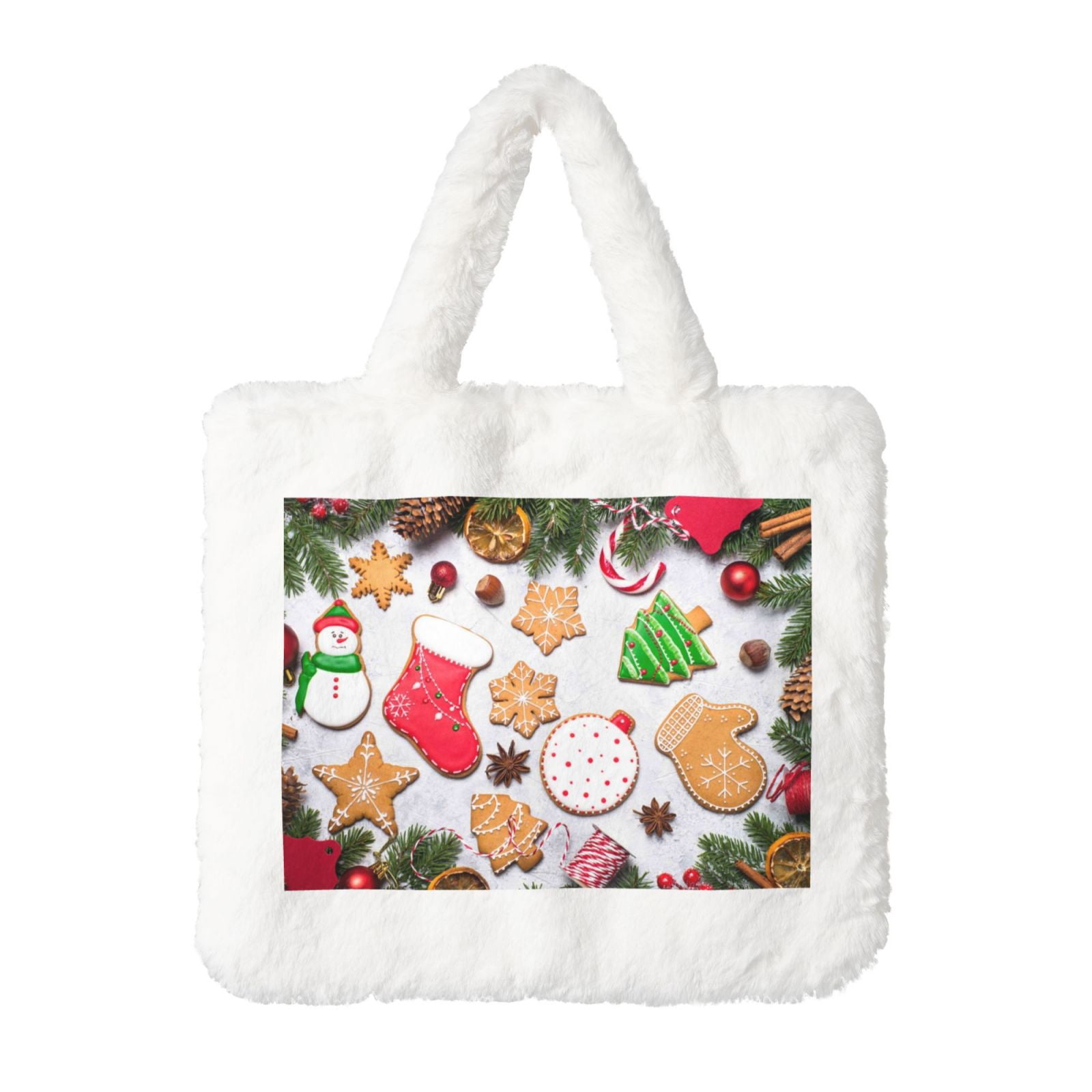 Cauagu Christmas Gingerbread Cookies Pattern Women's Plush Tote Bag ...