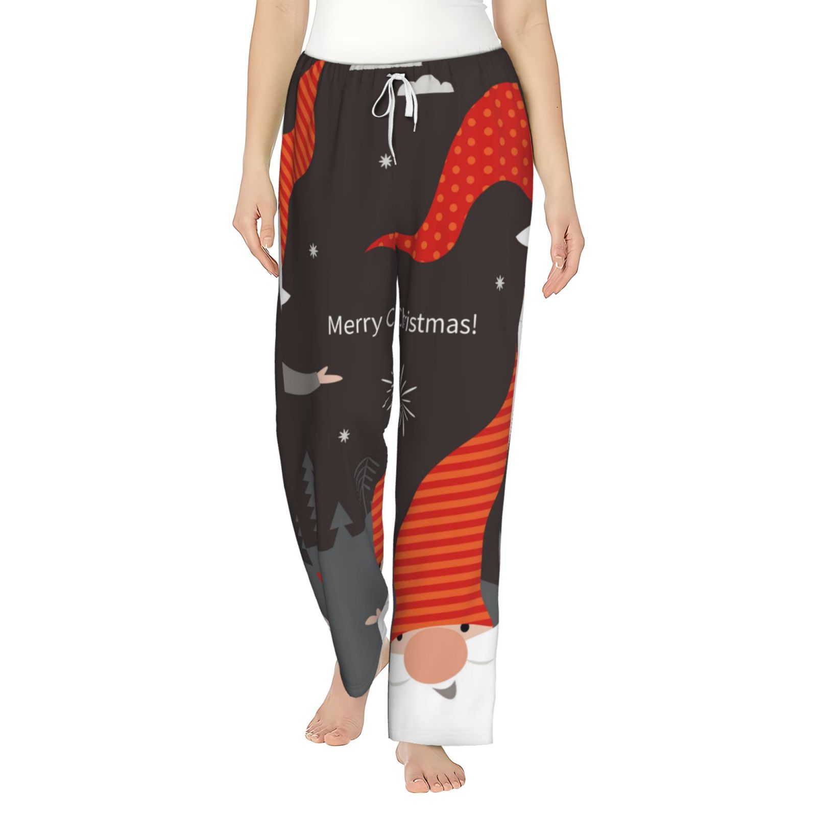 Cauagu Christmas Gnomes In Red Hats Pajama Pants for Women Loose Fit ...