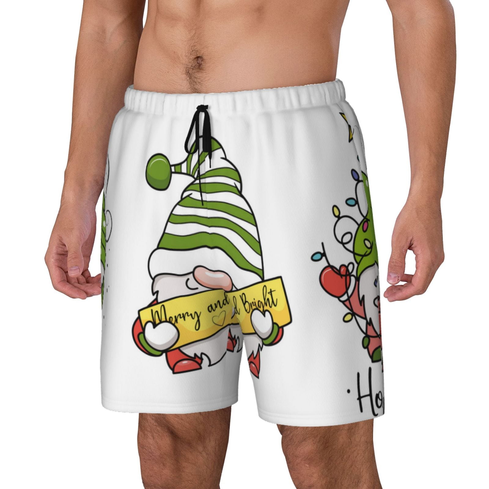 Cauagu Christmas Gnomes Print Mens Swim Trunks Quick Dry Board Shorts ...