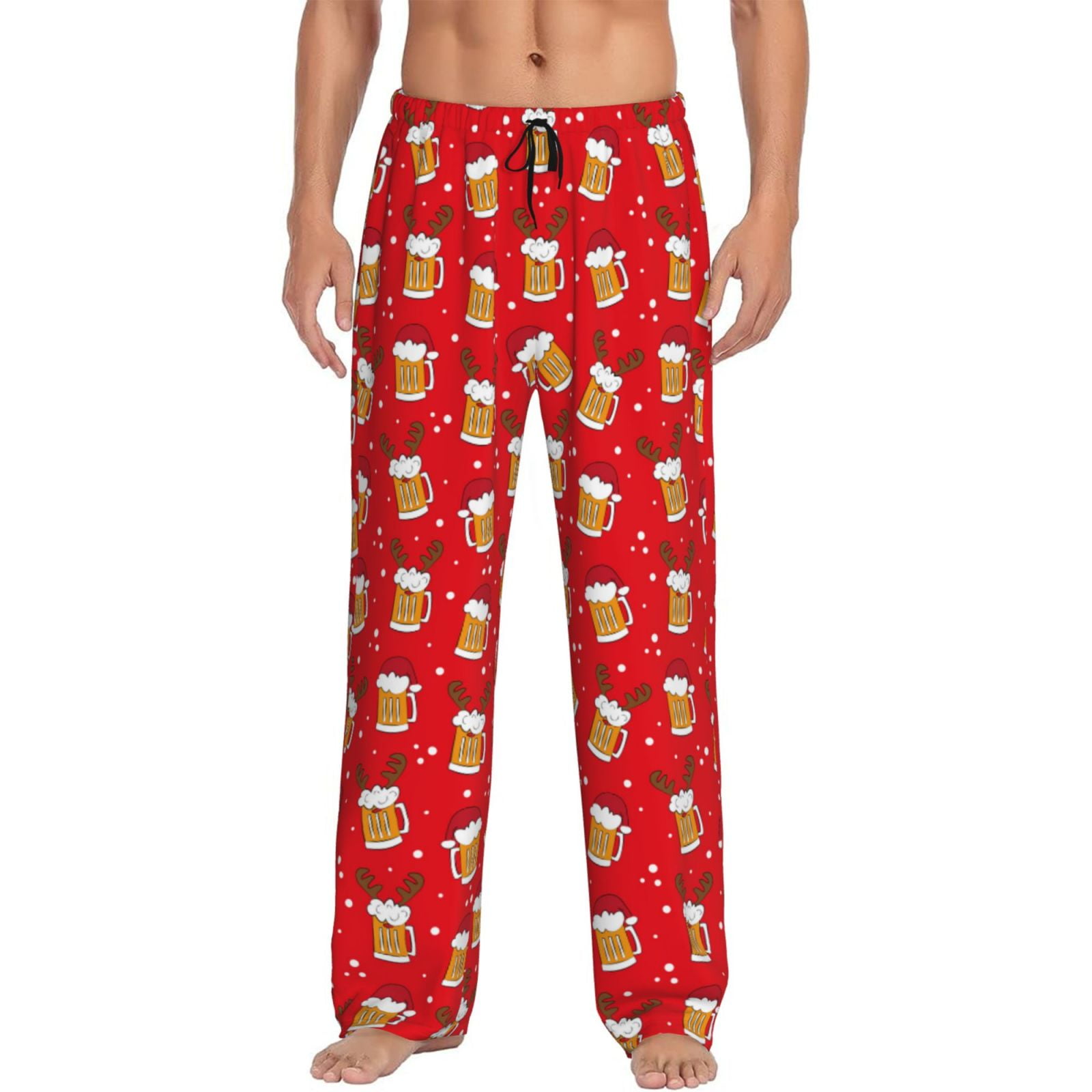 Cauagu Christmas Hat beer Mens Pajama Pants Sleep & Lounge Pants,PJ ...