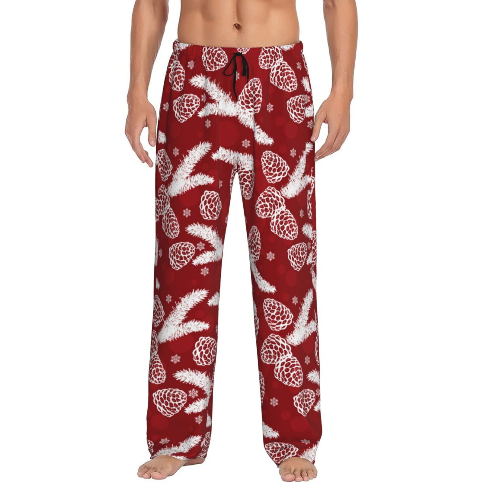 Cauagu Christmas Holiday Pinecone Mens Pajama Pants Sleep & Lounge Pants,PJ Bottoms with Pockets ...