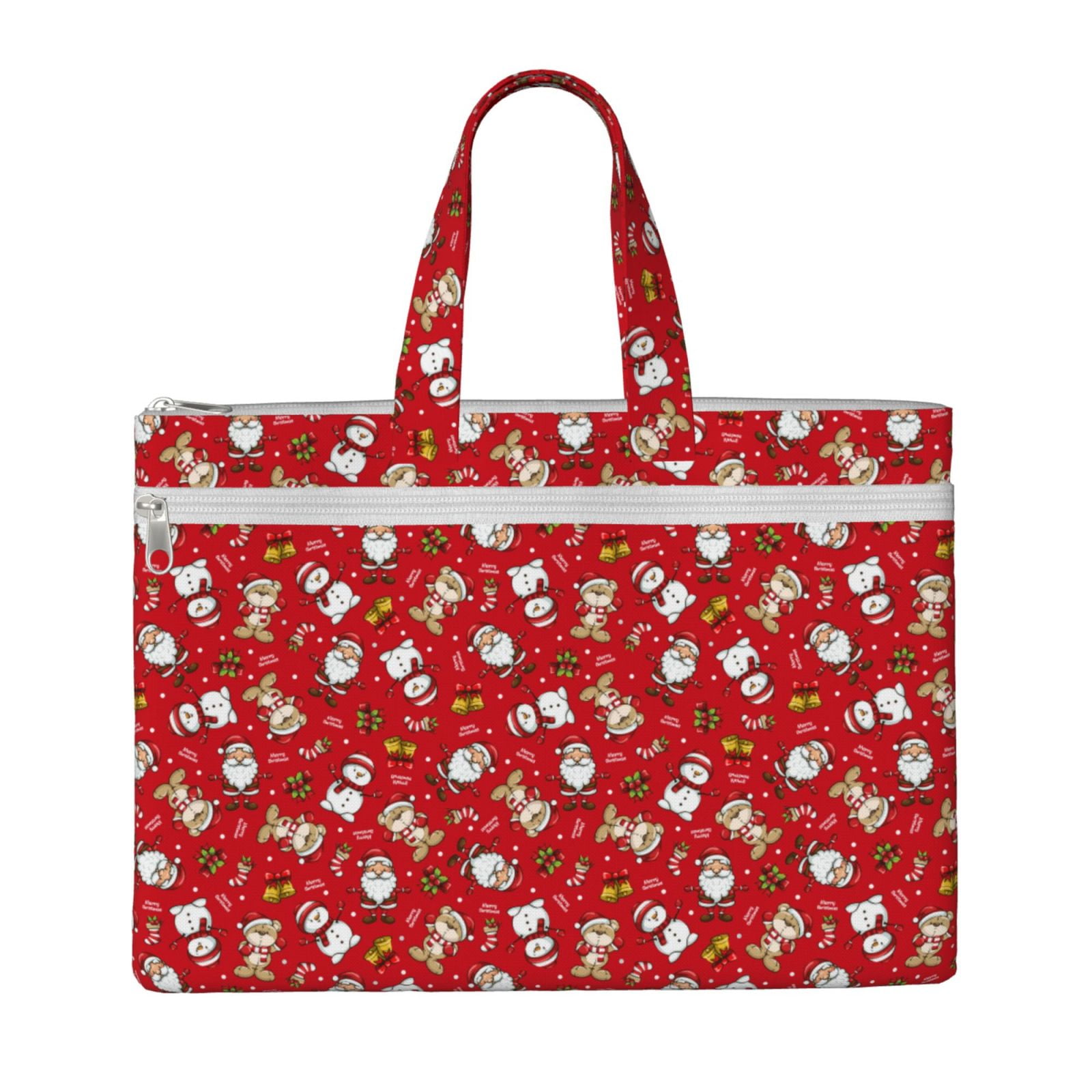 Cauagu Christmas Santa Cartoon Snowman A Pattern Canvas Tote File Bag ...