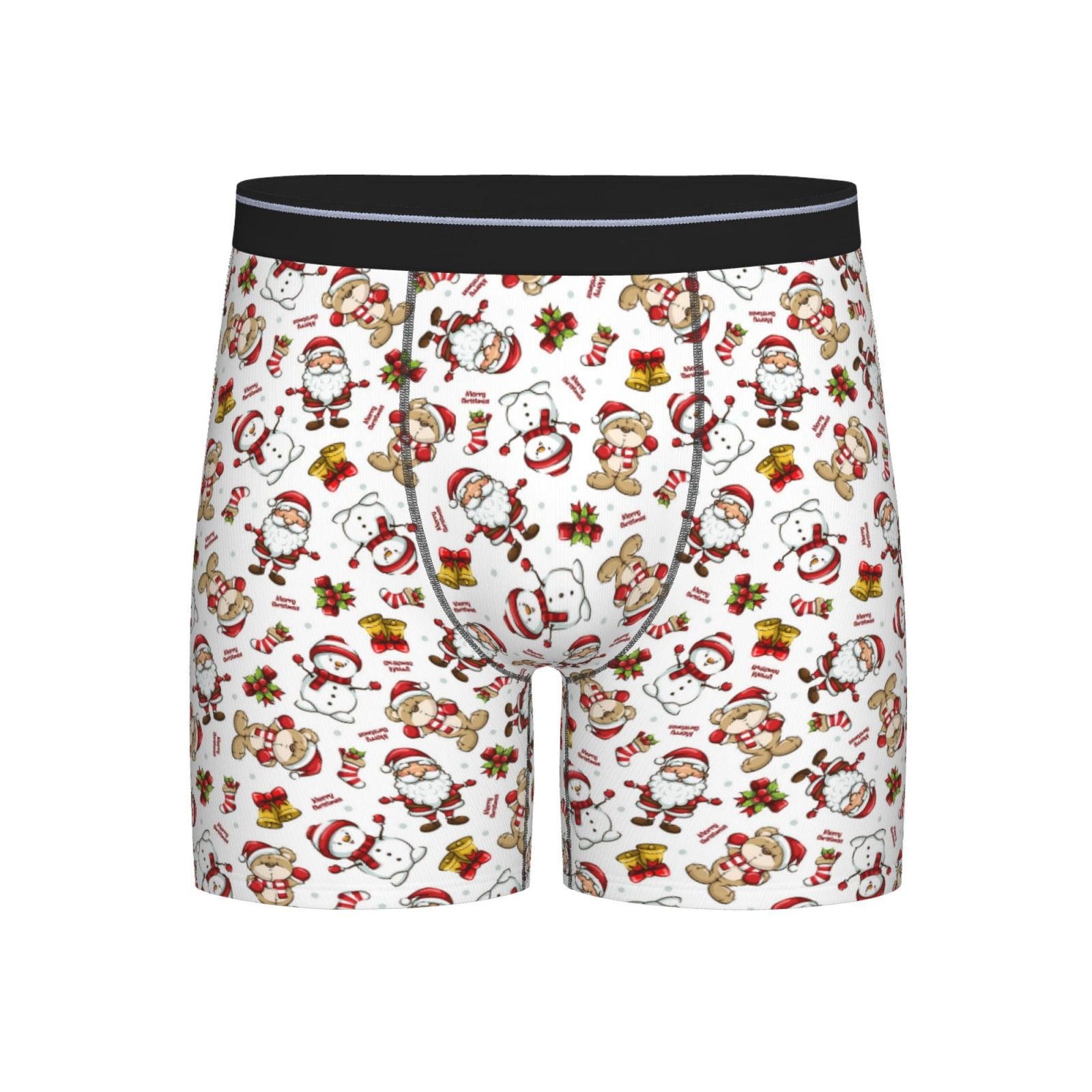 Cauagu Christmas Santa Cartoon Snowman Print Men's Boxer Briefs, Funny ...