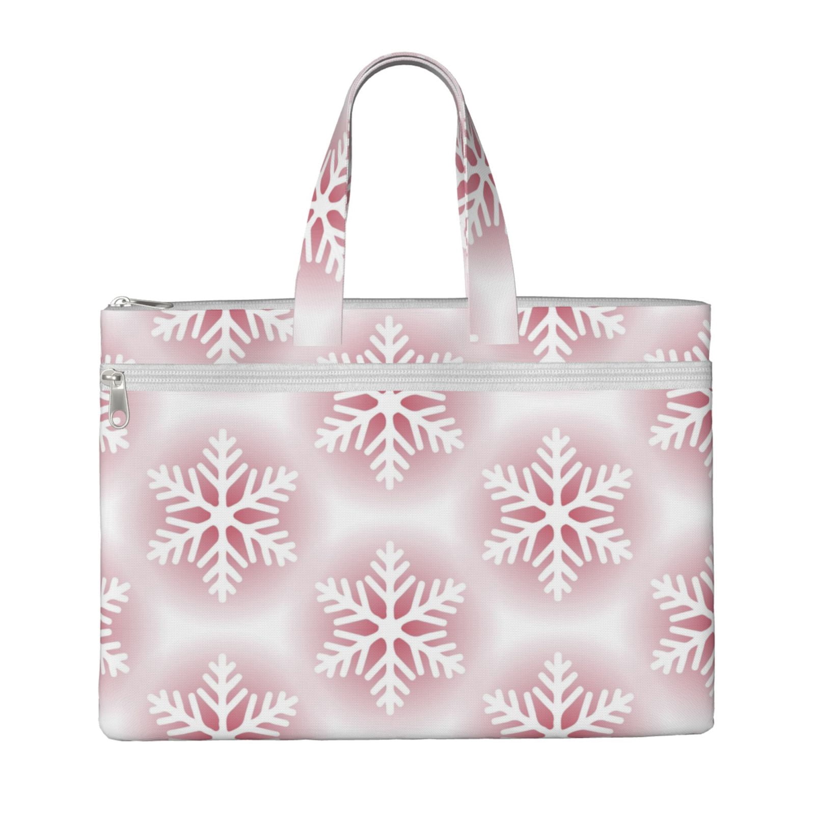 Cauagu Christmas Snowflakes Pattern Canvas Tote File Bag, Zipper Tote ...