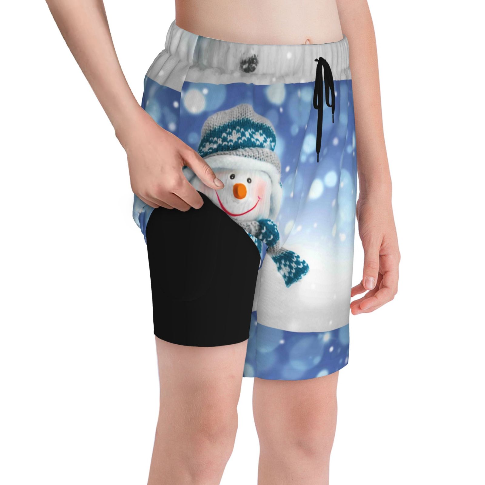 Cauagu Christmas Snowman In The Snow Print Swim Trunks for Men,Youth ...