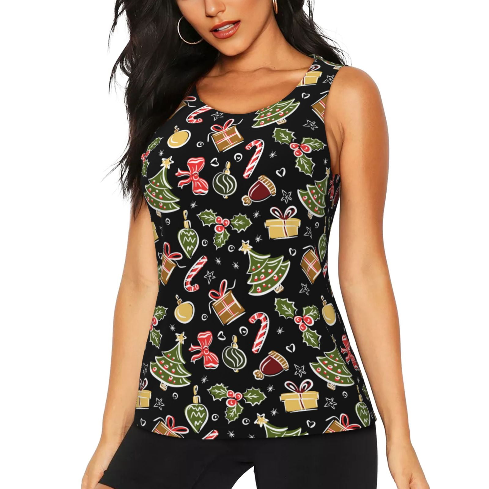 Cauagu Christmas Tree Decoration for Women's Workout Tank Tops ...