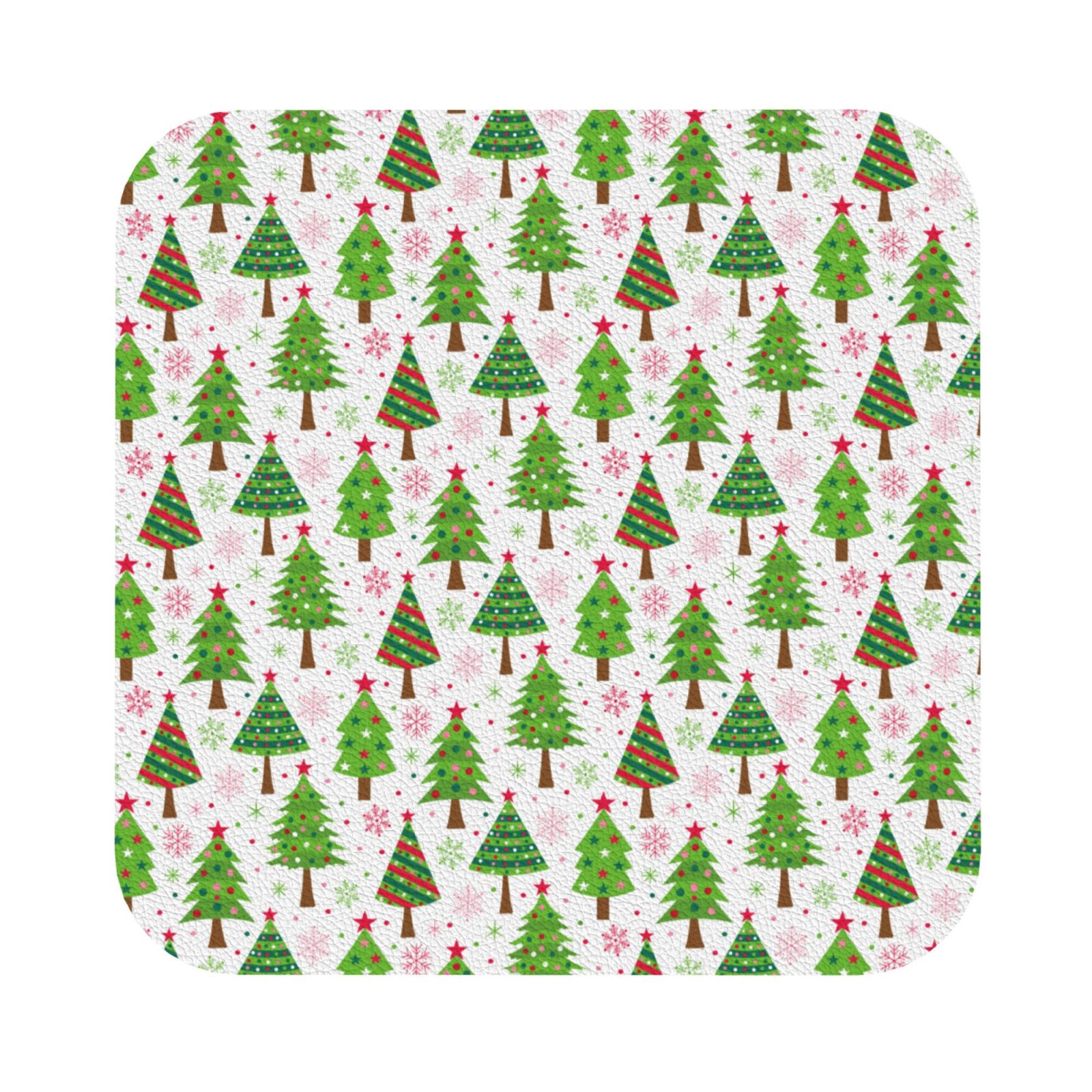Cauagu Christmas Trees for Round Coaster,Drink Coasters Set of 4 ...