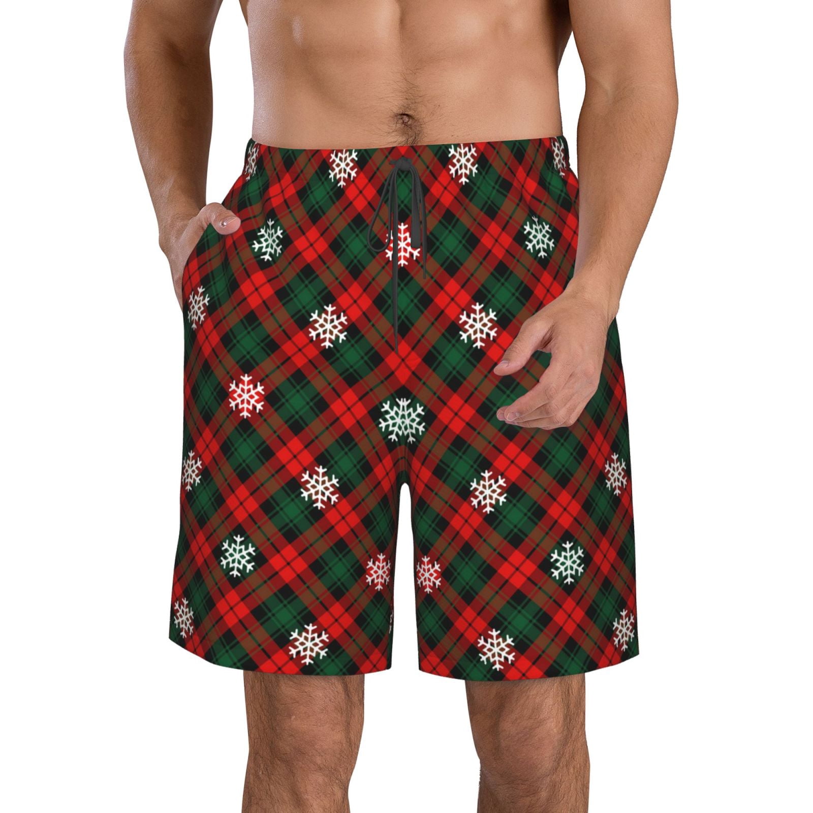 Cauagu Christmas With Character Print Men's Swim Trunks,Hawaiian ...