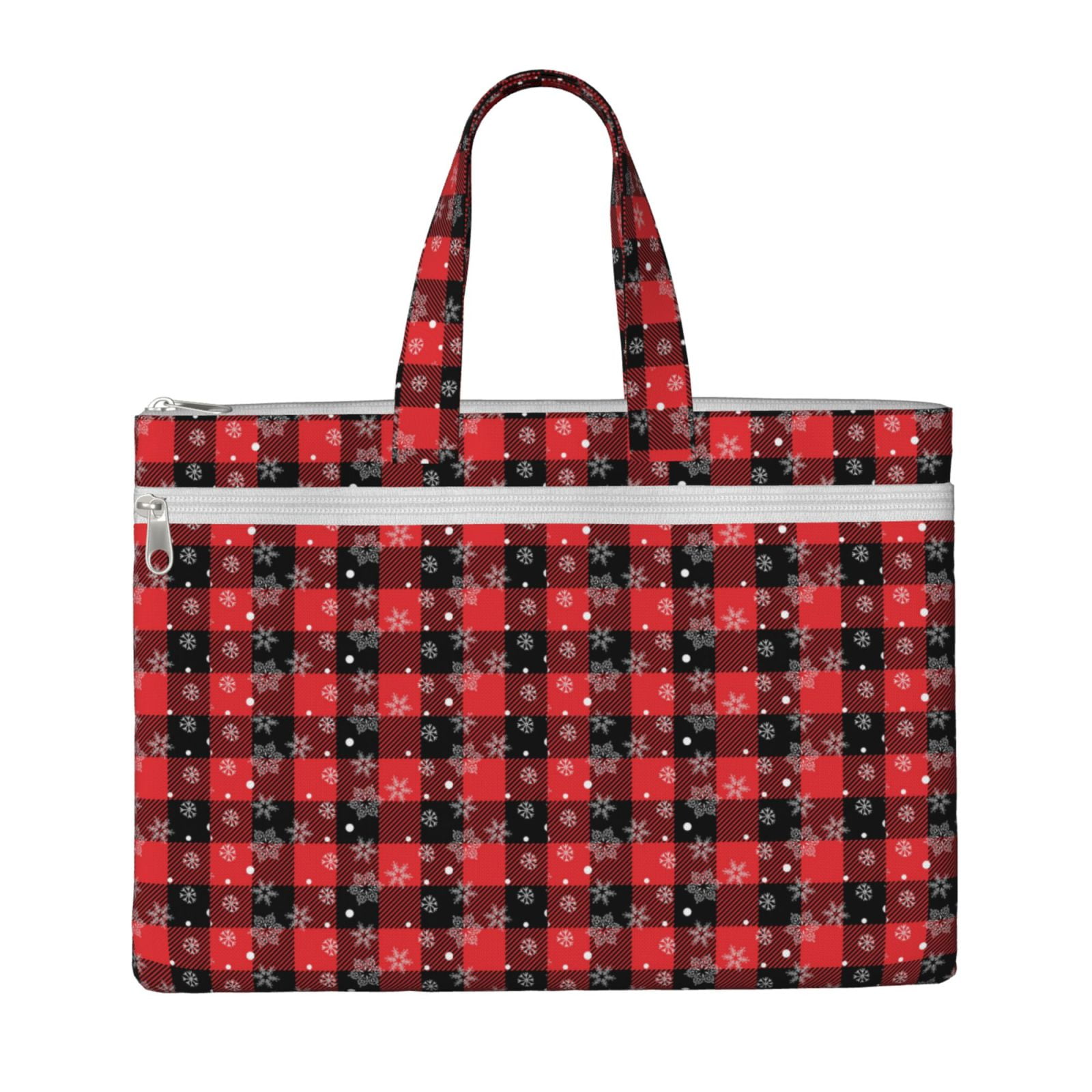 Cauagu Christmas With Snowflakes Pattern Canvas Tote File Bag, Zipper ...