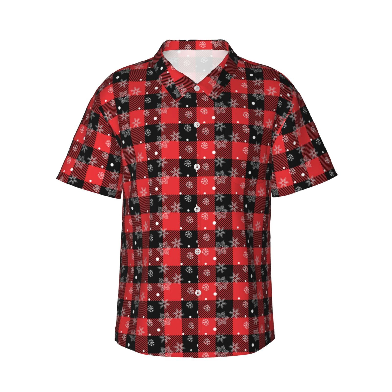 Cauagu Christmas With Snowflakes Print Hawaiian Shirt for Men,Casual ...