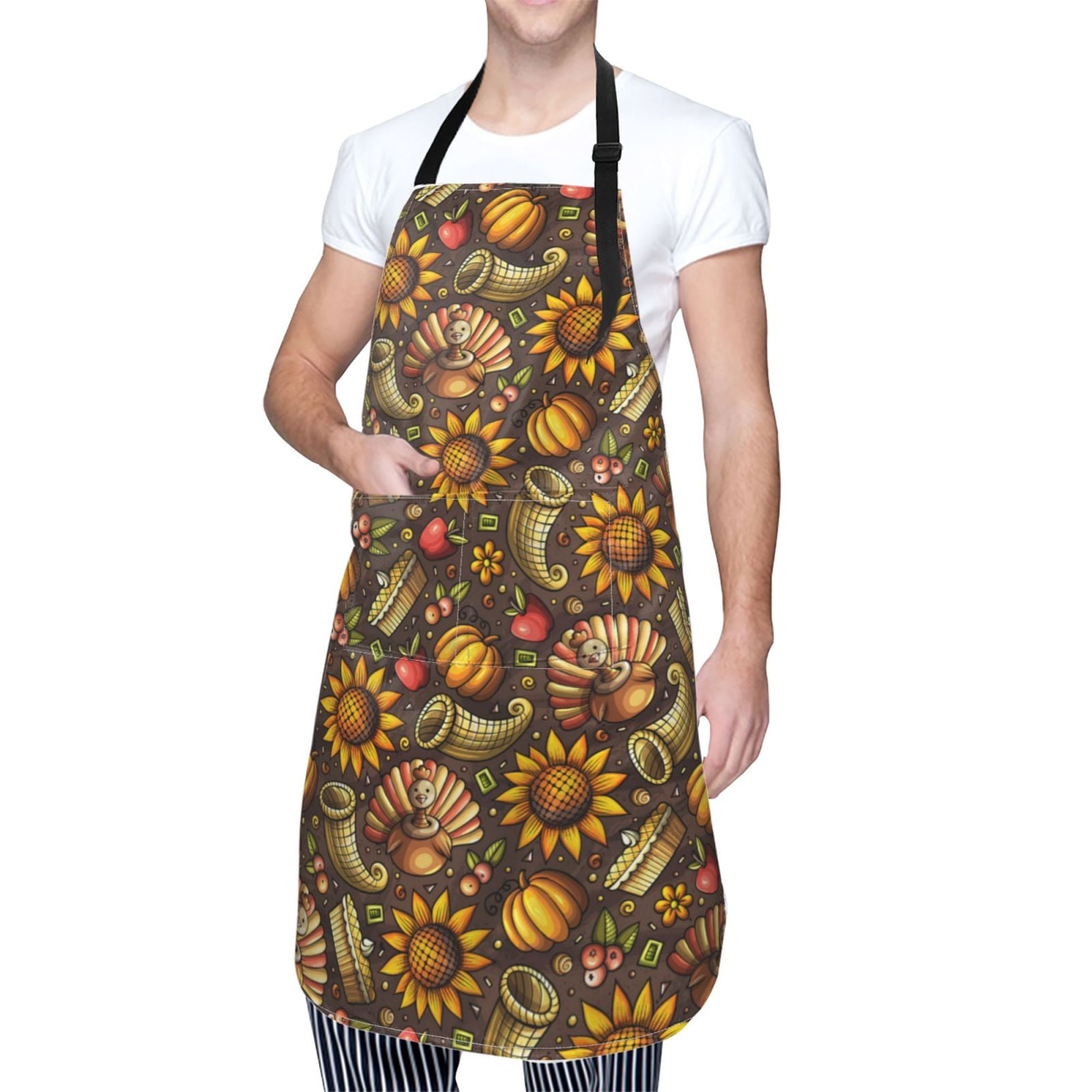 Cauagu Chrysanthemum turkey Aprons with Pockets,Waterproof Apron for ...