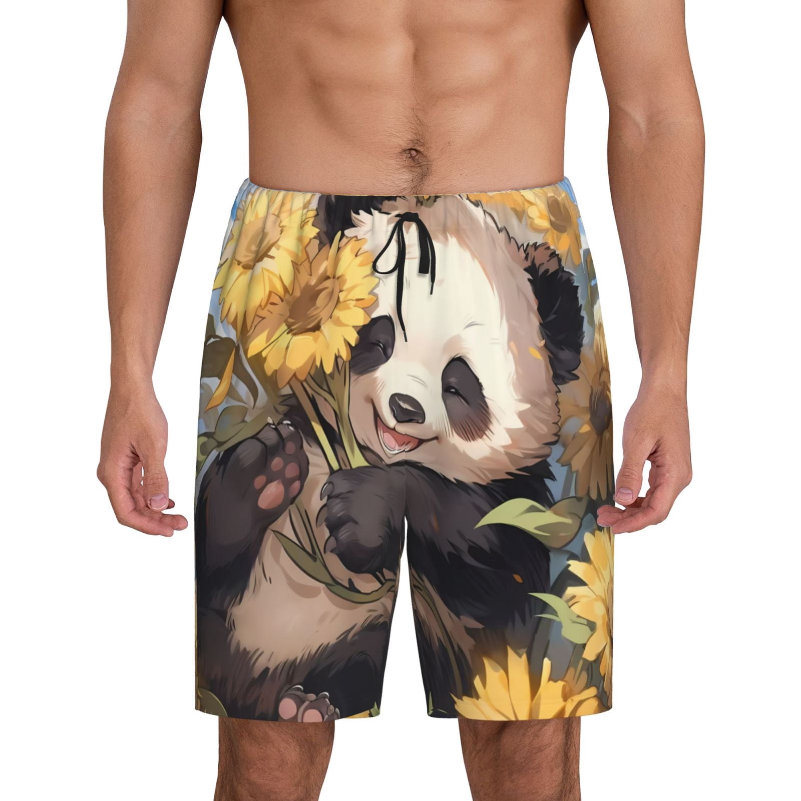 Cauagu Clear Sky Cute Sunflower Panda Print Pajama Bottoms for Men ...