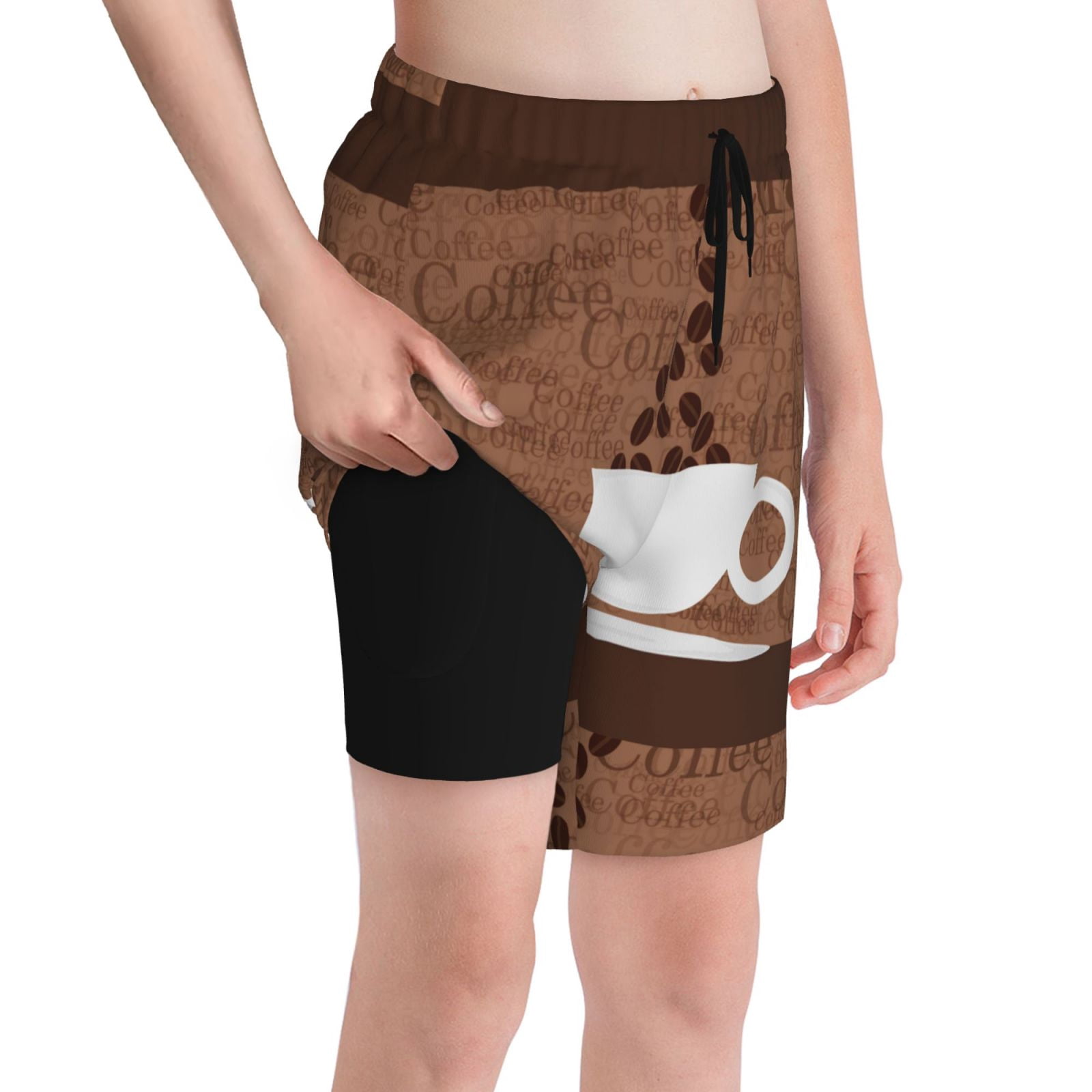 Cauagu Coffee Cafe Cup Print Swim Trunks for Men,Youth Boys Swim Shorts ...