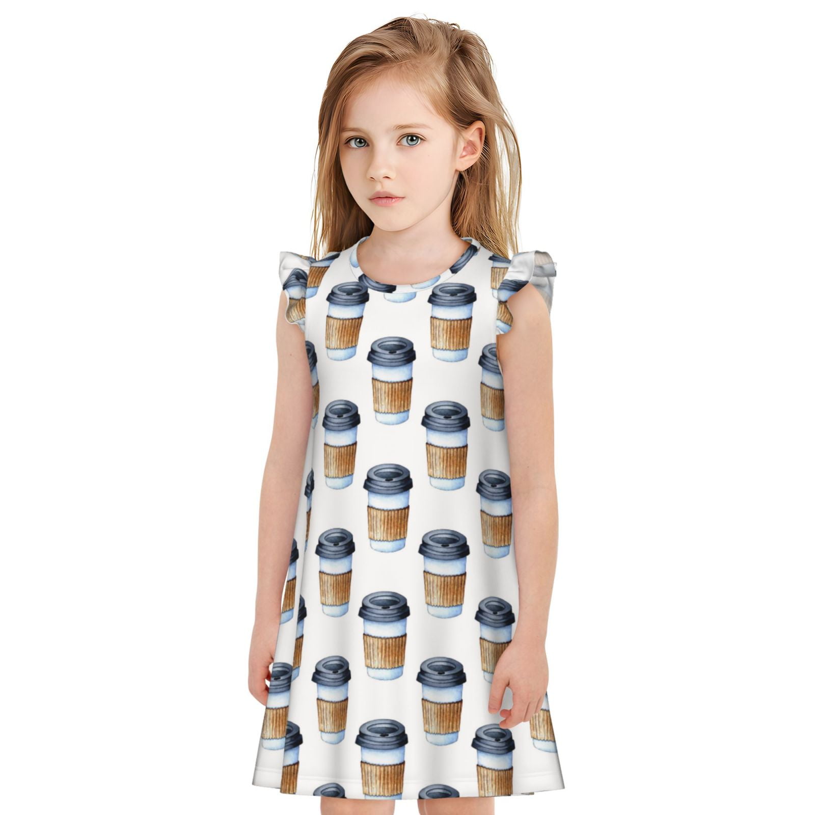 Cauagu Coffee To Go Pattern Girls Nightgowns Sleepwear Short Sleeve ...
