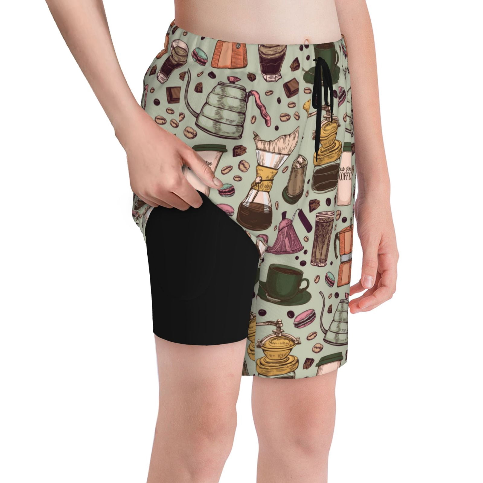 Cauagu Coffee pots cup Print Swim Trunks for Men,Youth Boys Swim Shorts ...