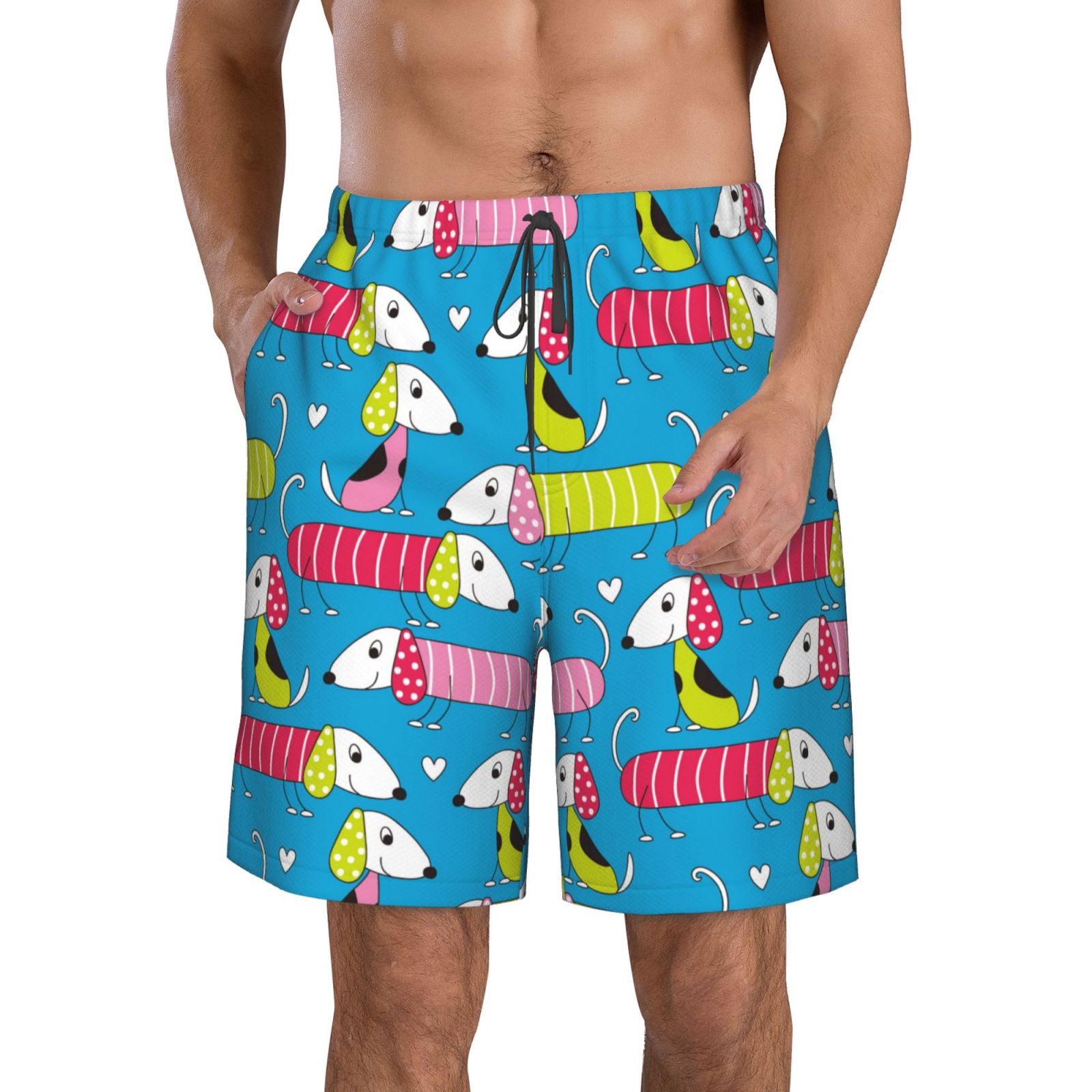 Cauagu Color Dachshund Dog Print Men's Swim Trunks,Hawaiian Bathing ...