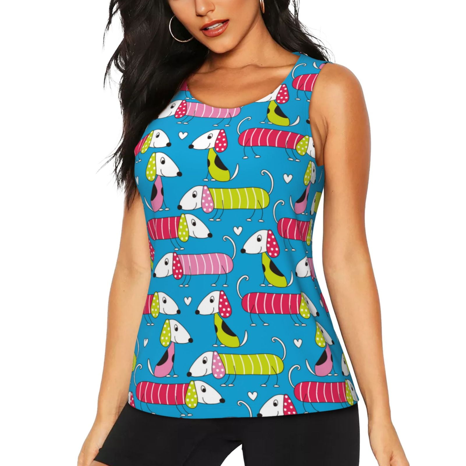 Cauagu Color Dachshund Dog for Women's Workout Tank Tops Sleeveless ...