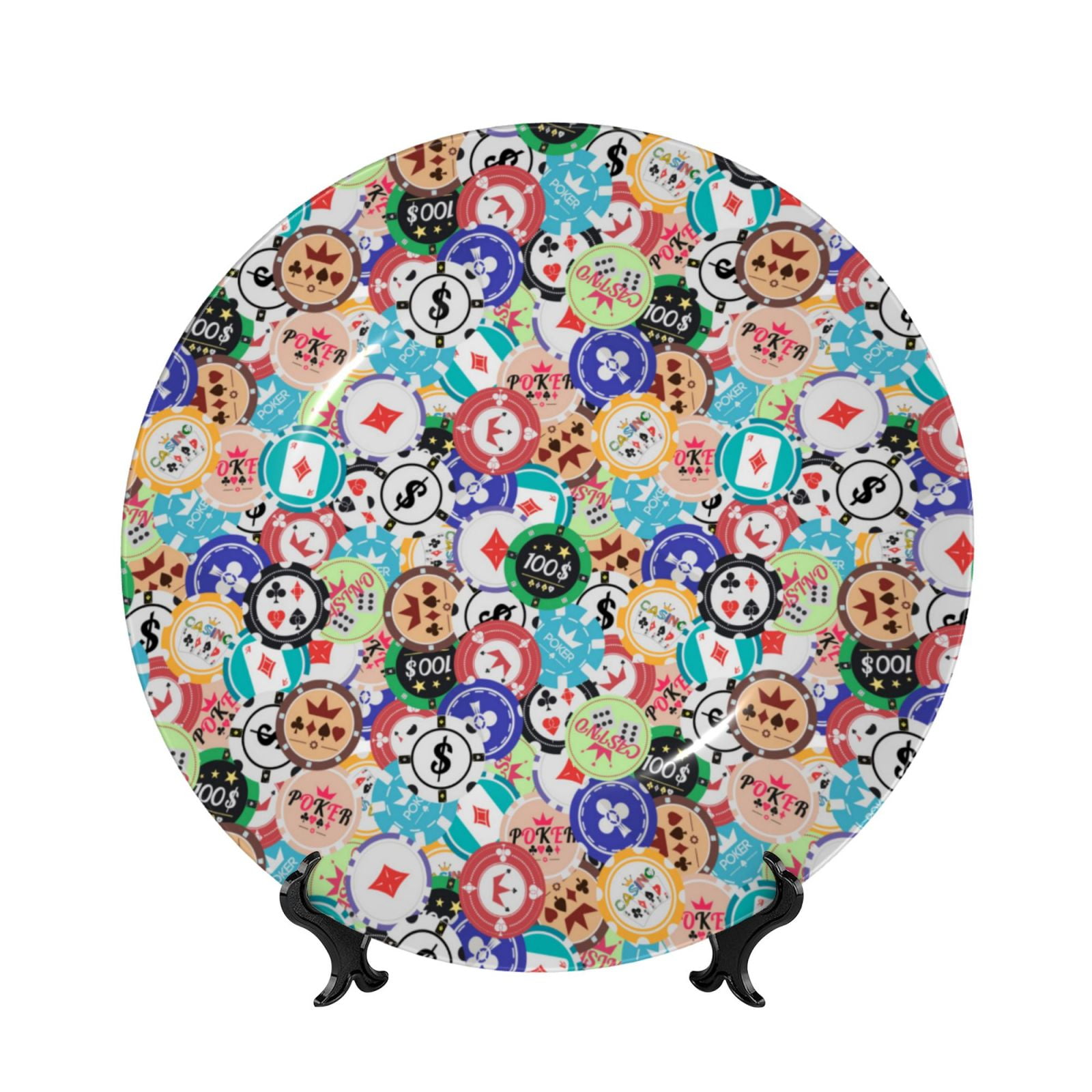 Cauagu Colored Casino Chips Print Bone China Decorative Plate, Wall ...
