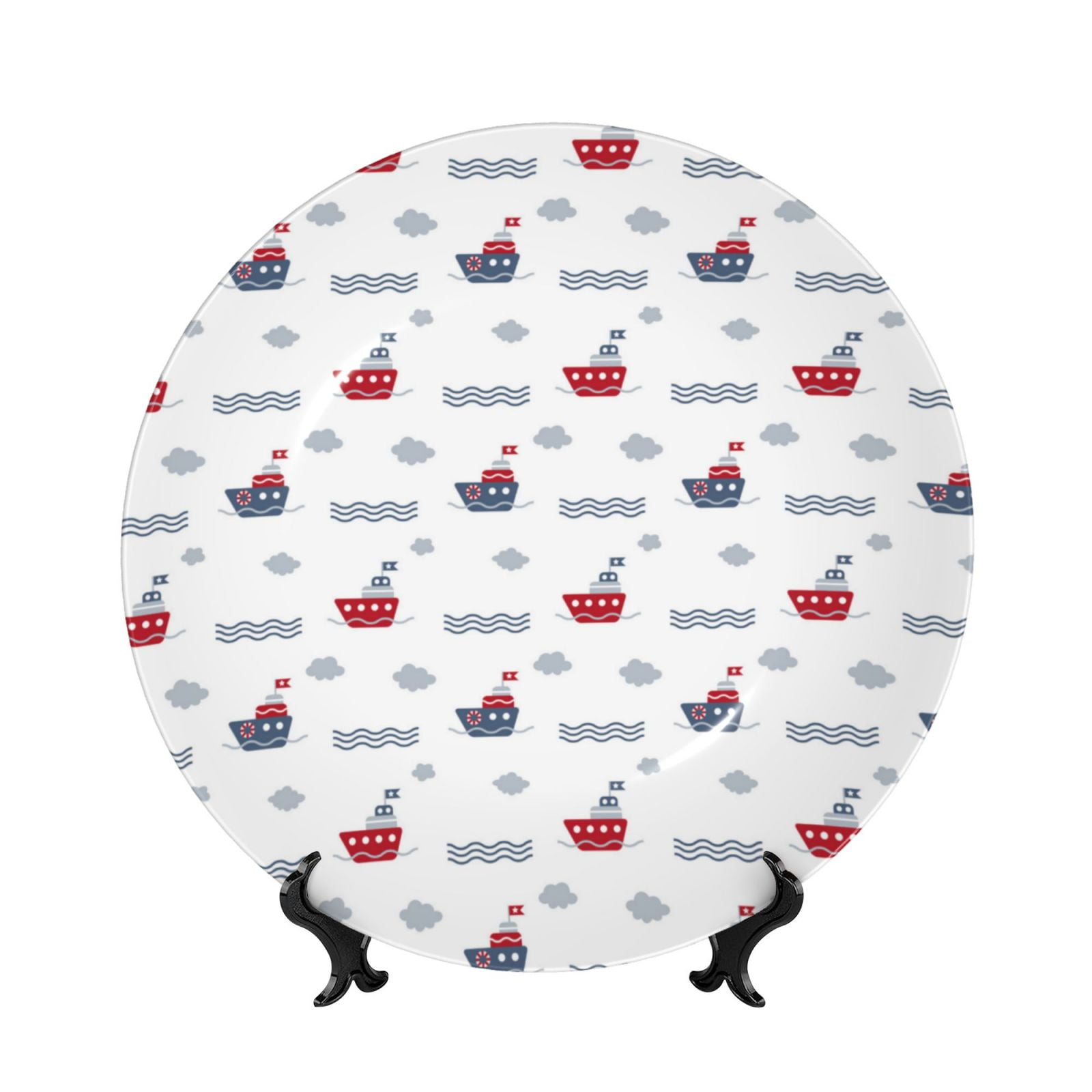 Cauagu Colored Sail Boats Print Bone China Decorative Plate, Wall Mount ...