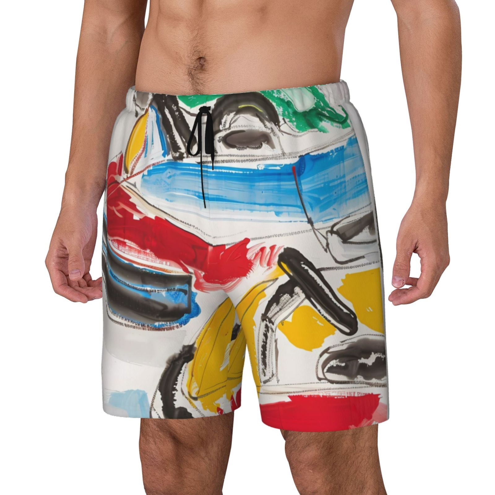 Cauagu Colorful Abstract Bumper Cars Print Mens Swim Trunks Quick Dry ...
